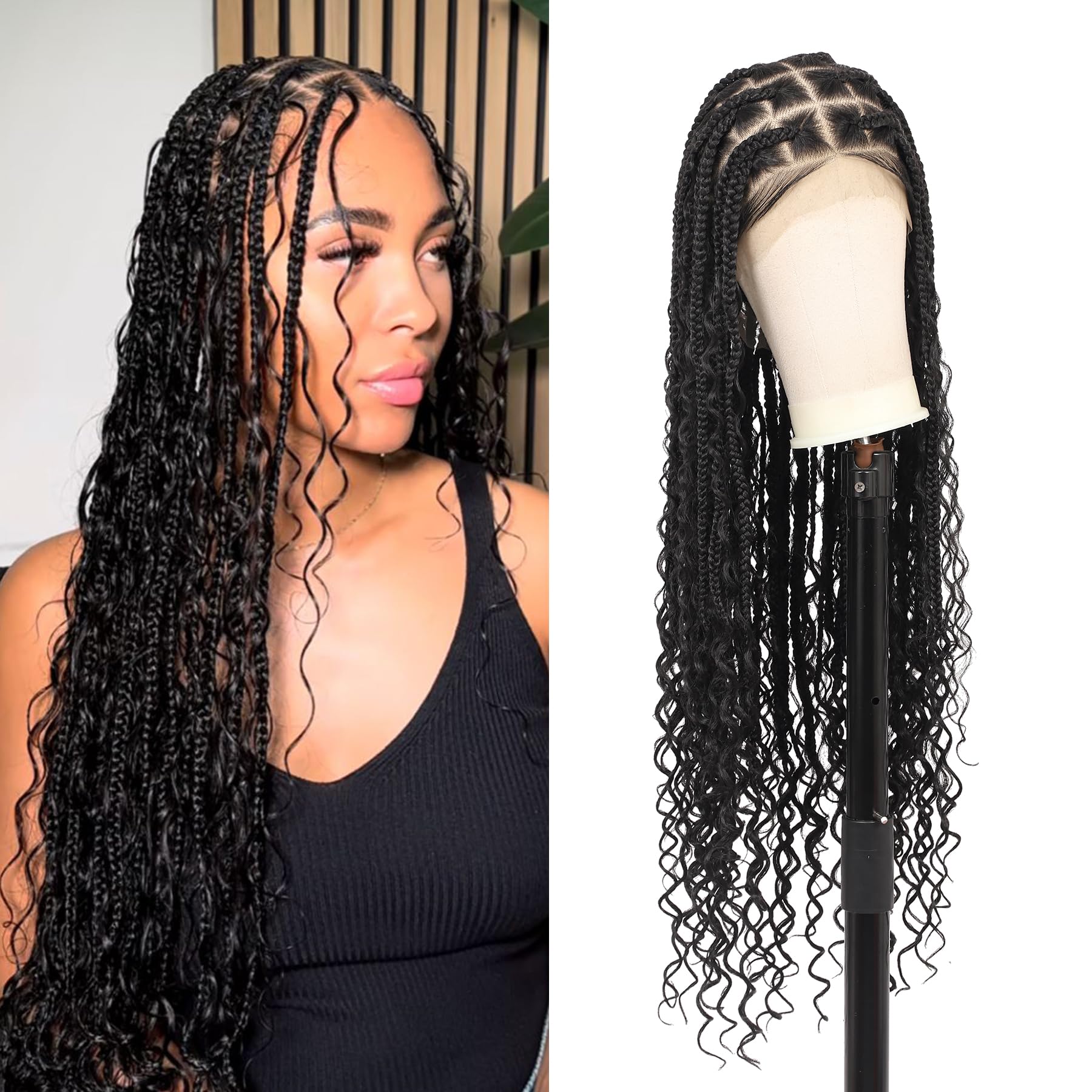 Amazon.com : Roiifur Boho Braided Wigs for Women 360° Full Lace ...