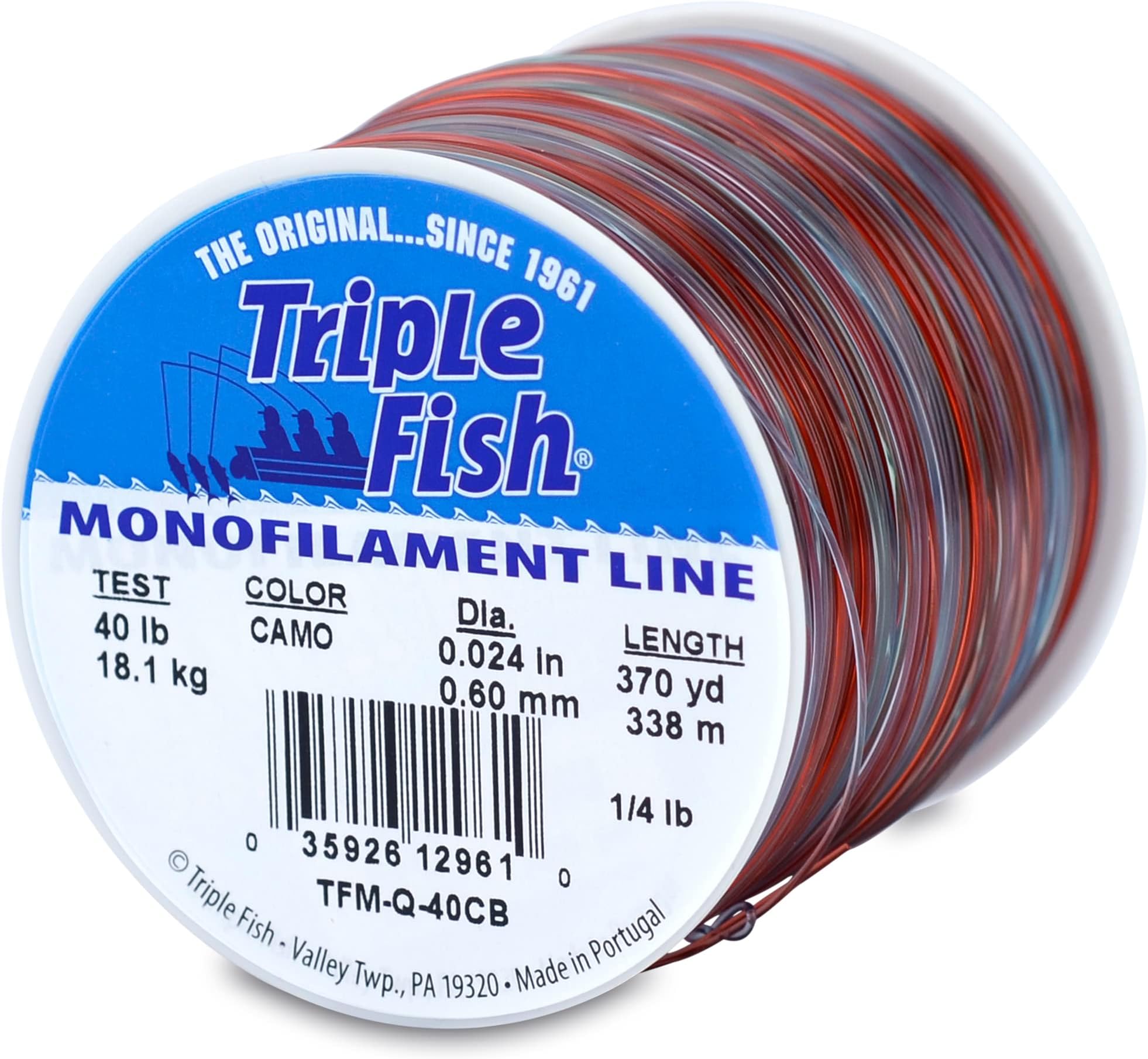 Triple Fish Monofilament Line, 40 lb / 18.1 kg Test, 024 in / 0.60 mm ...