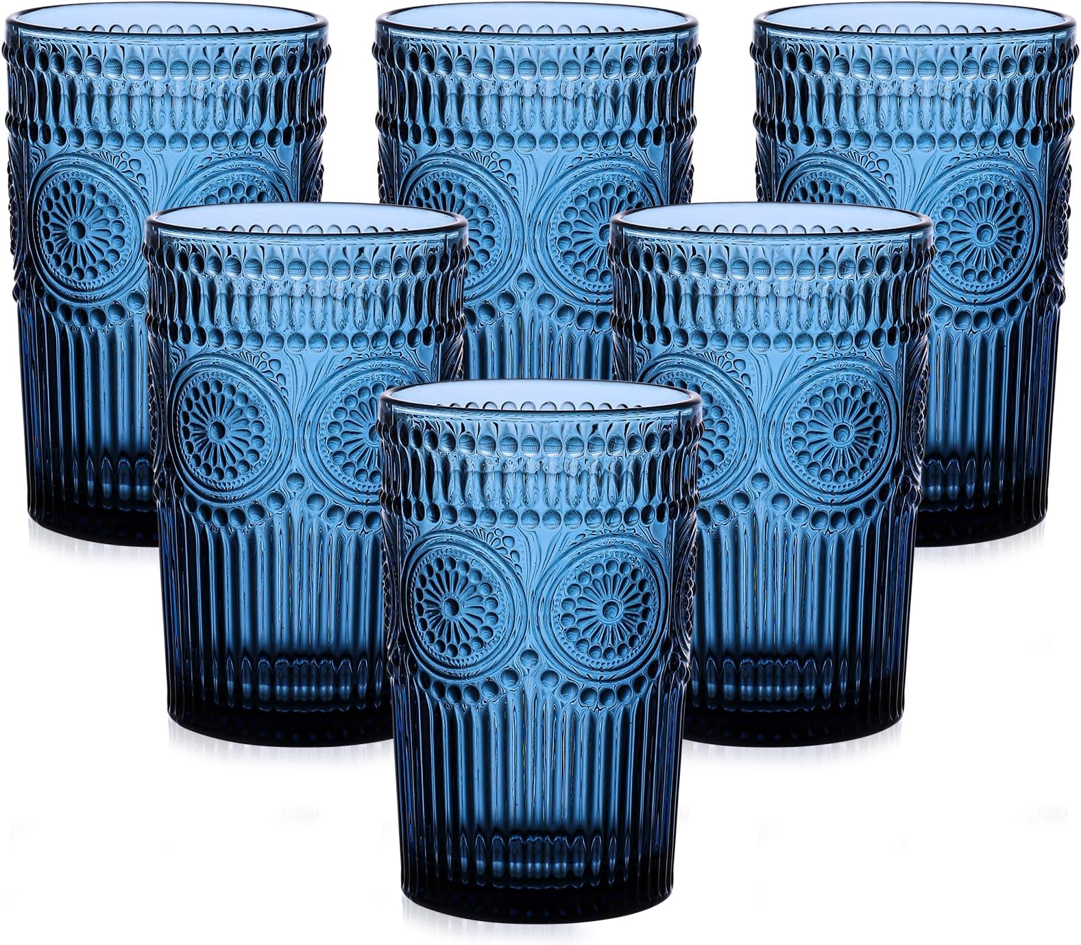 Amazon.com | Artcochan Vintage Drinking Glasses Set of 6, 10 oz Hobnail ...