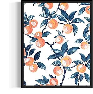 Amazon.com: Peach Art Print Kitchen Poster, Pastel Fruit Theme Painting ...
