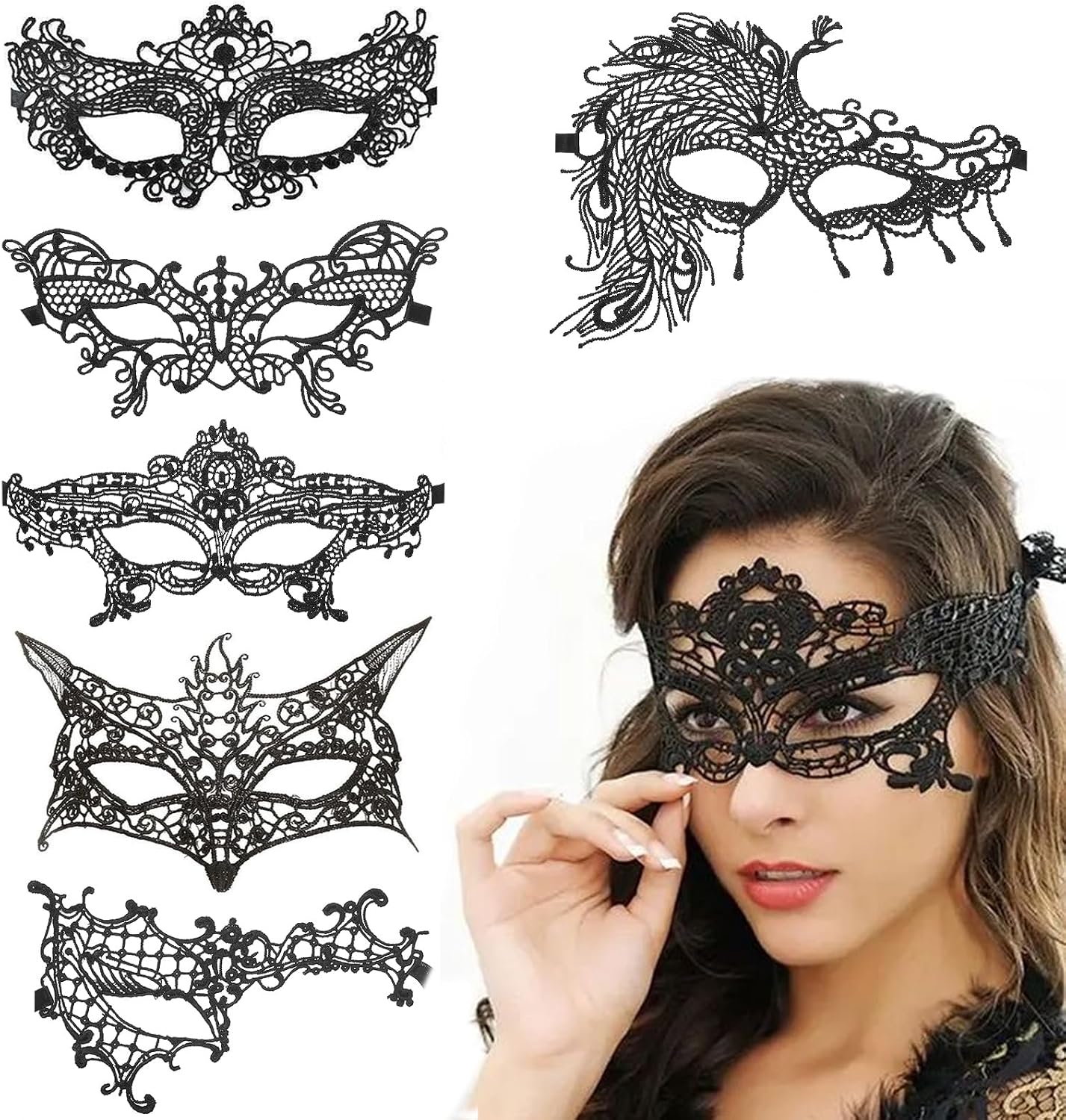 Amazon.com: Janiyfo Black Lace Masquerade Mask for Women - Venetian ...