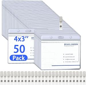 Amazon.com : 50 Pcs Tags with Clips Name Tag Holder for 4 x 3 ID Name ...