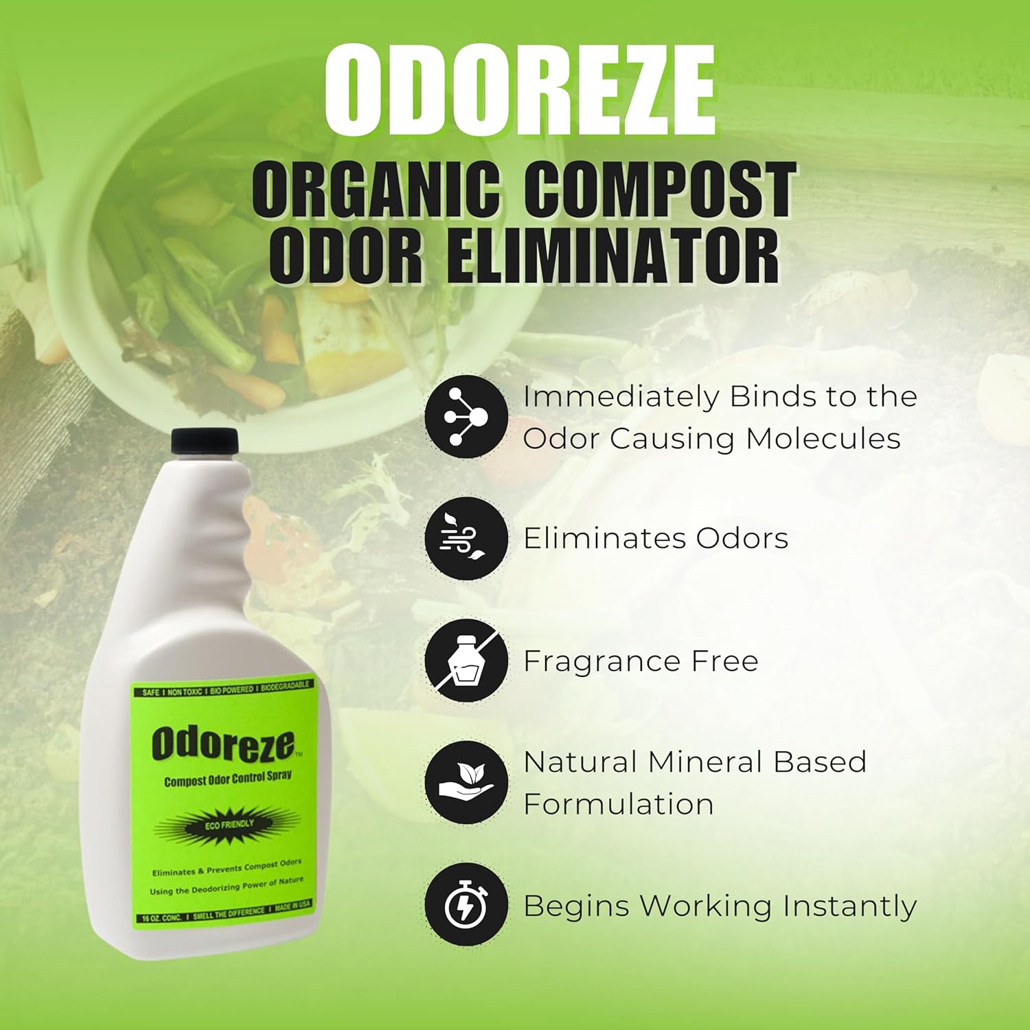 Spray eliminador de olores de compost probiótico natural 16 oz ...
