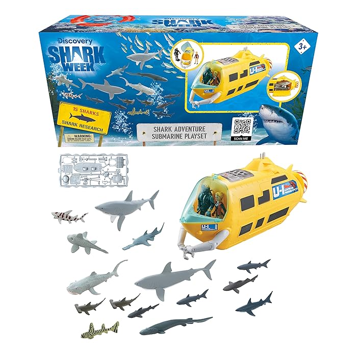 Buy Shark Week Discovery Submarine Toy Playset, Realistic Shark ...