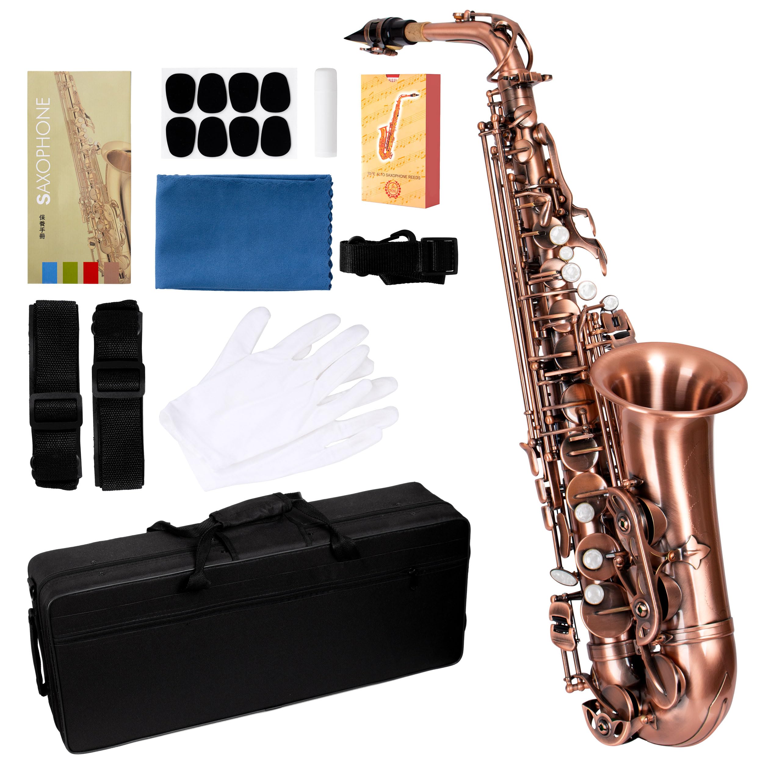 Amazon.com: E Alto Saxophone for Beginner Students, Sax Full Kit With ...