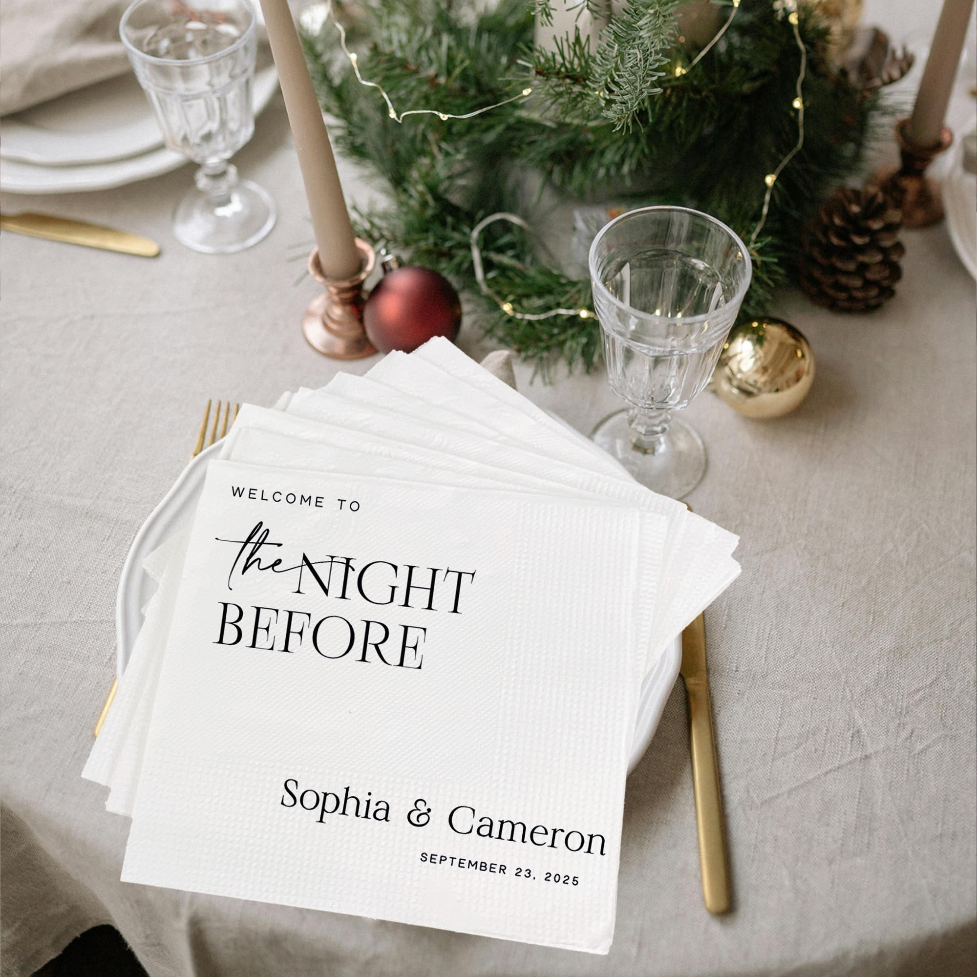 Amazon.com | Luxury Custom Pack 15pcs The Night Before Dinner Napkins ...