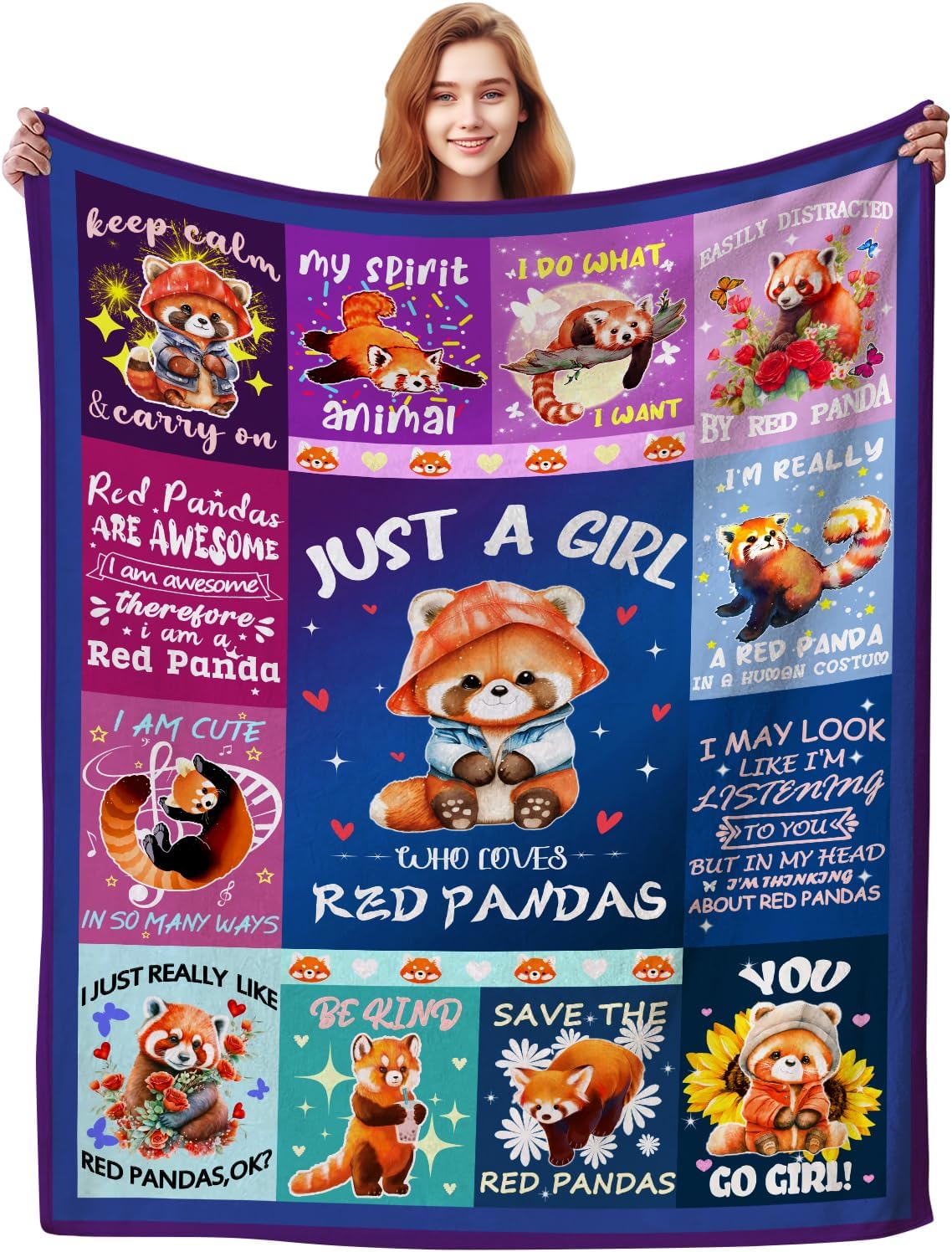 Amazon.com: Red Panda Blanket Warm Cozy Soft Lightweight Flannel Red ...