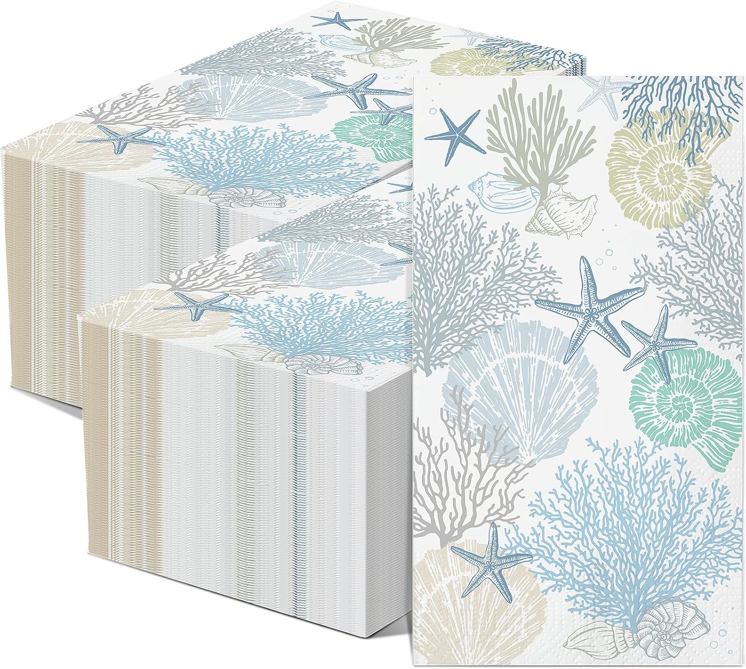 Amazon.com: Funrous 200 Seashell Napkins Bulk 3 Ply Summer Ocean Sea ...