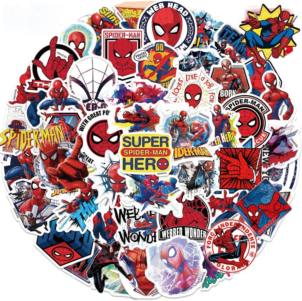 Amazon.com: 100pcs SpiderMan Stickers, Waterproof Cartoon Vinyl ...