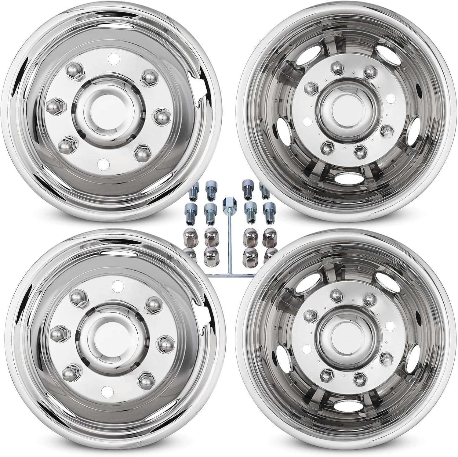 Amazon.com: 17" Stainless Dually Wheel Simulators, 8 Lugs 5 Hand Holes ...
