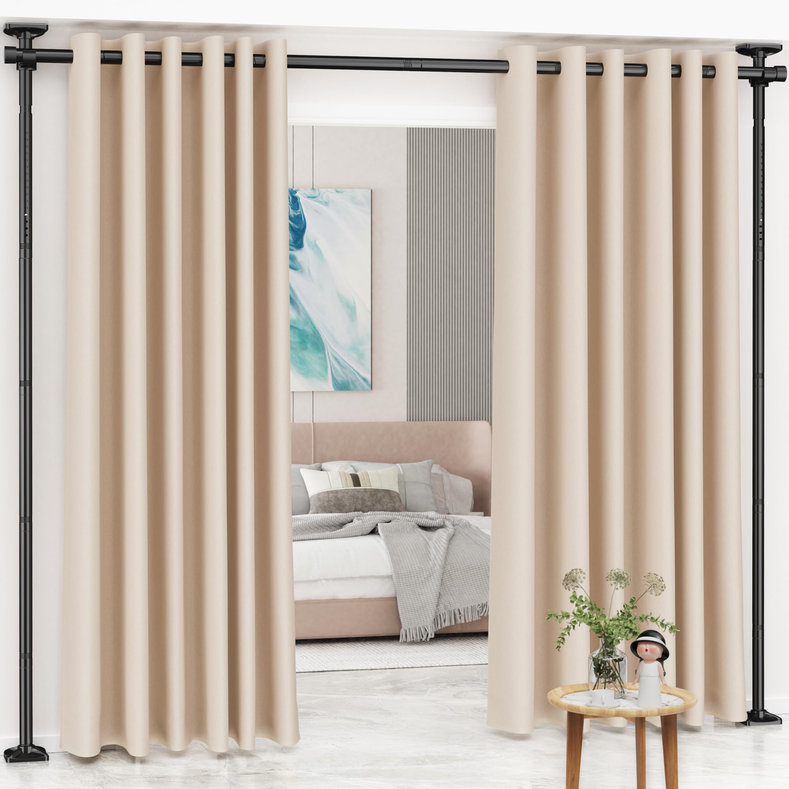 Snapklik.com : SUNALLY Room Divider Curtain Rod - No Drilling Partition ...