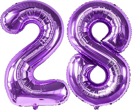 Amazon.com: KatchOn, Giant Purple 28 Balloon Number - 40 Inch | 28 Year ...