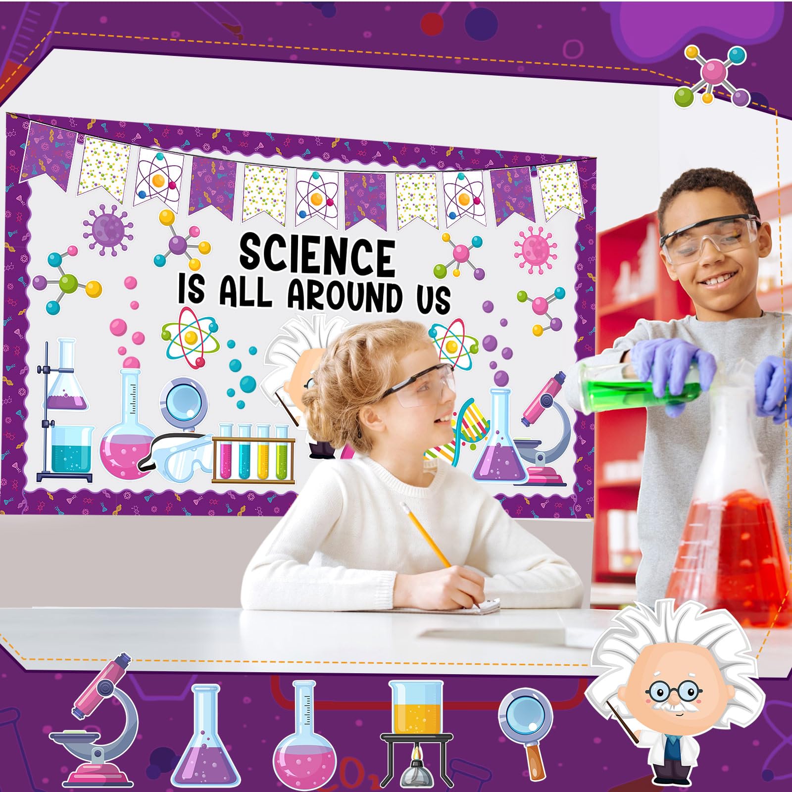 Snapklik.com : 81 Pcs Science Bulletin Board Decorations Set Science Is ...
