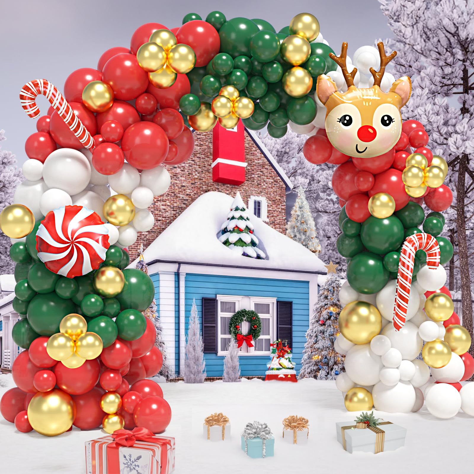 Amazon.com: BACOKEY 167Pcs Christmas Balloon Garland Arch Kit, Xmas Red ...