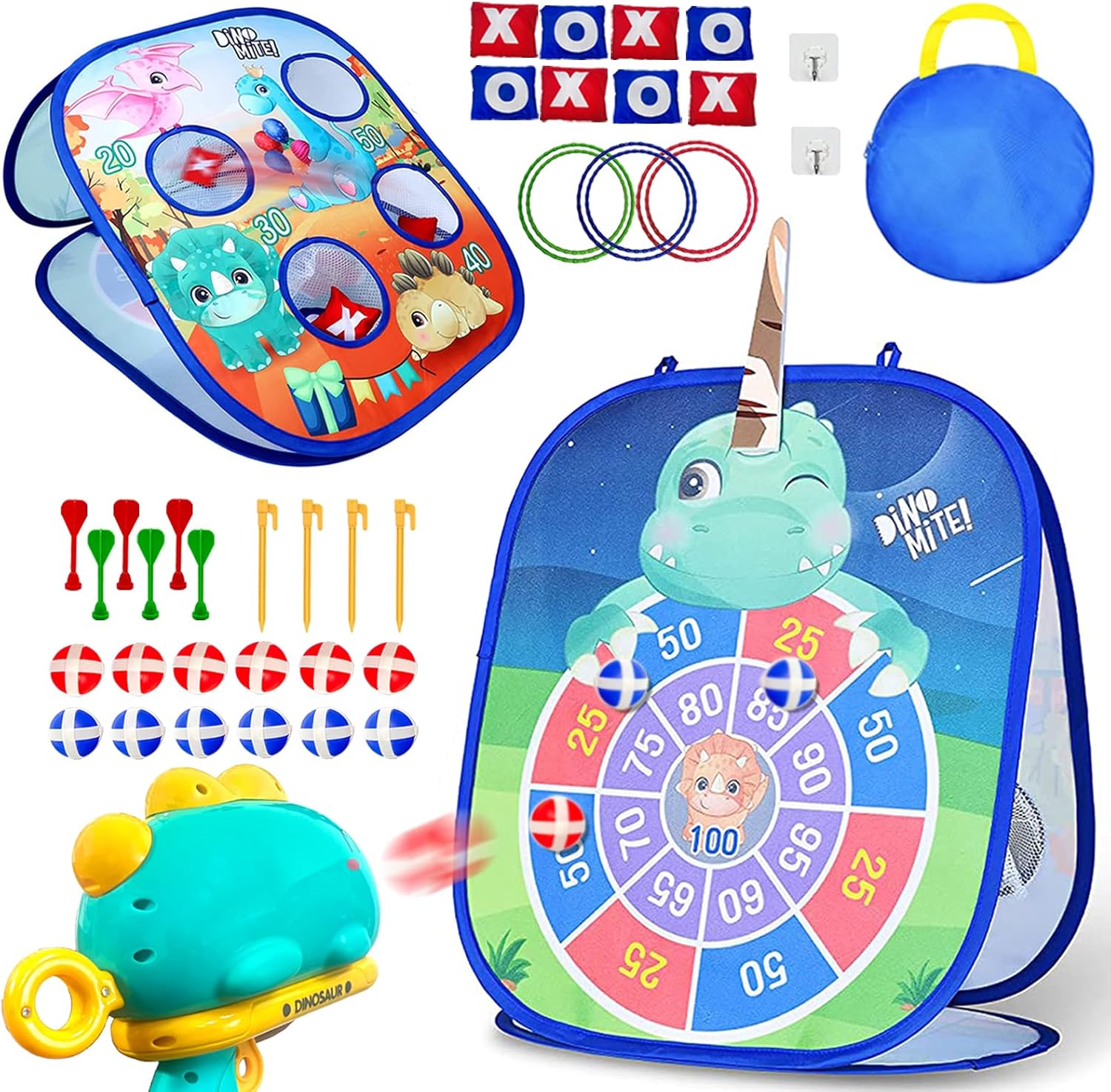 Amazon.com: 5 in 1 Bean Bag Toss Game, Dinosaur Shooting Gun Toy for ...