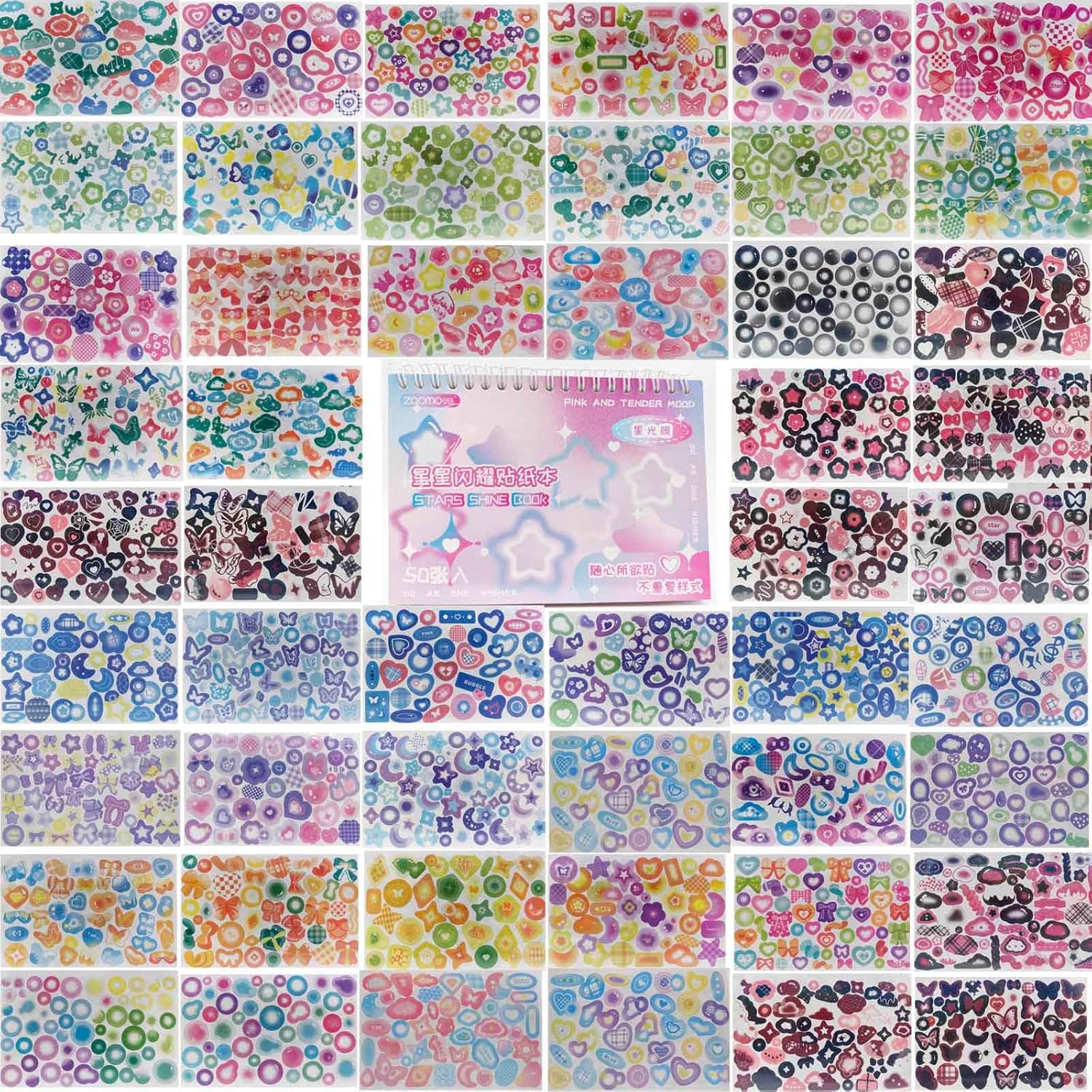 snailmon 2500pcs Kpop Scrapbook Stickers: Cute Butterfly Stars Heart ...