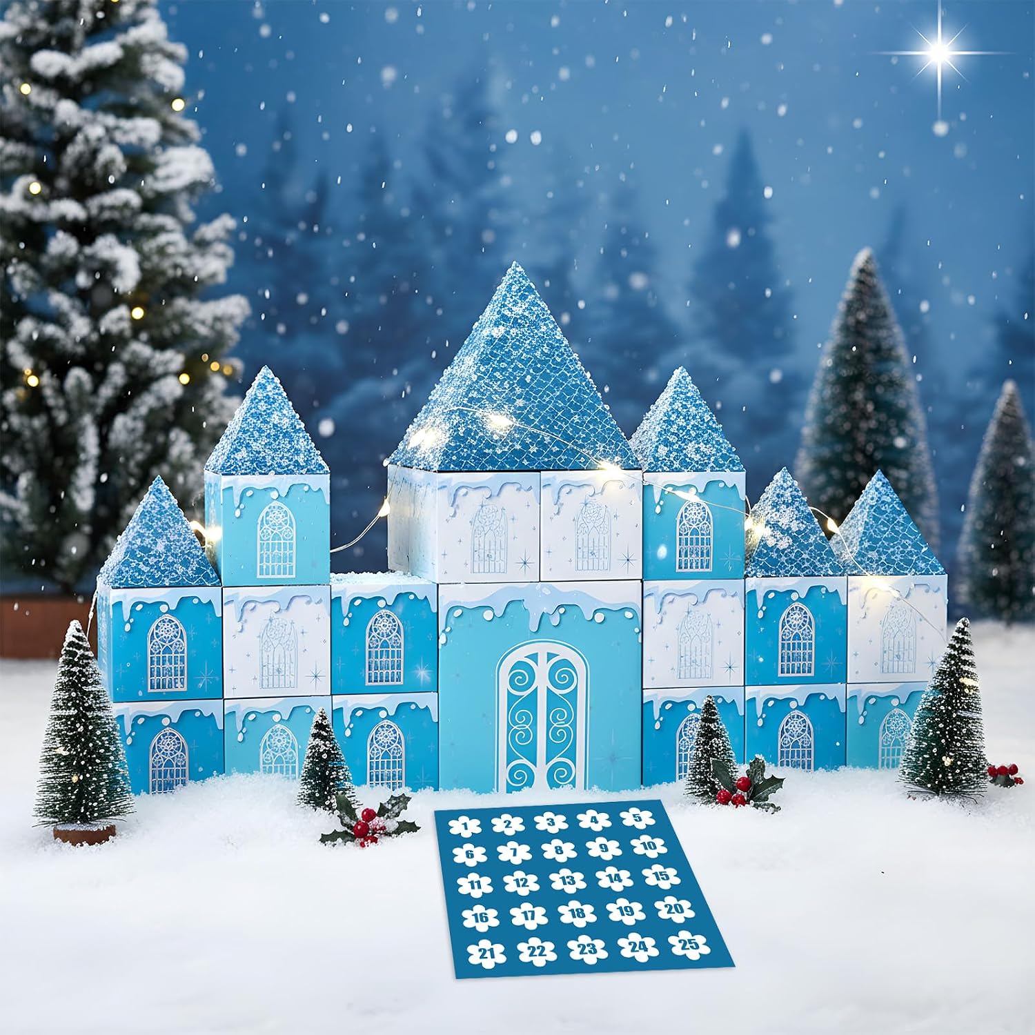 Amazon.com: Eaasty 25 Pcs Snowflake Castle Advent Calendar Box to Fill ...