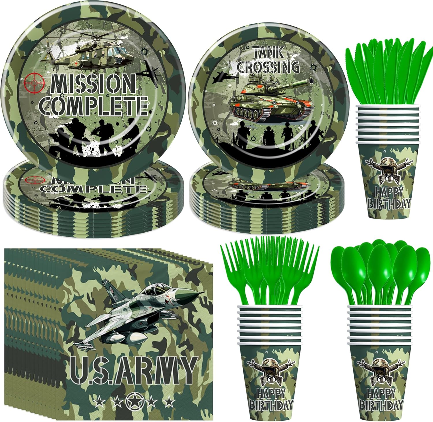 Amazon.com: Suhelkit Military Army Party Decorations Tableware - Army ...