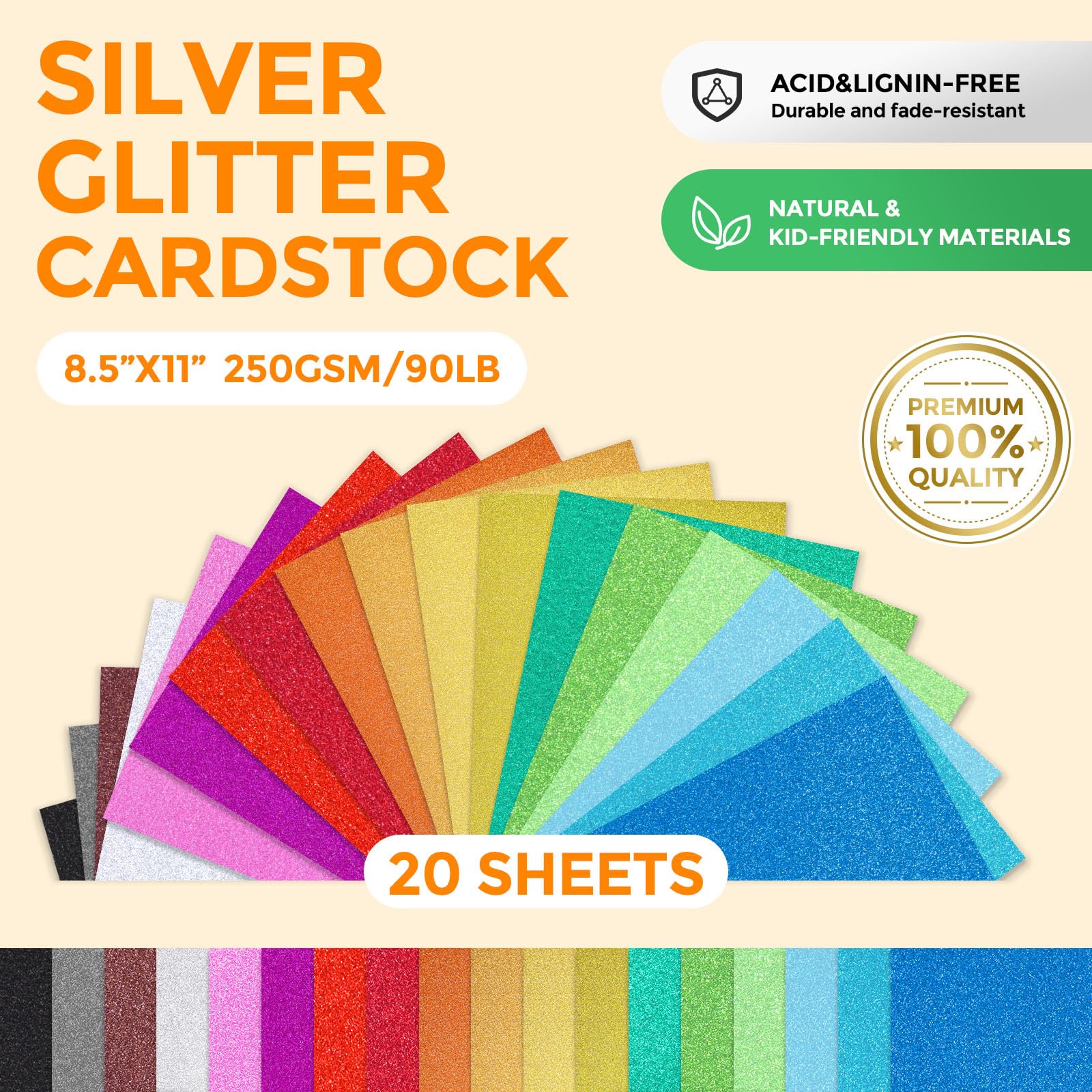 Snapklik.com : 20 Sheets Glitter Cardstock, 10 Colors Premium Card ...