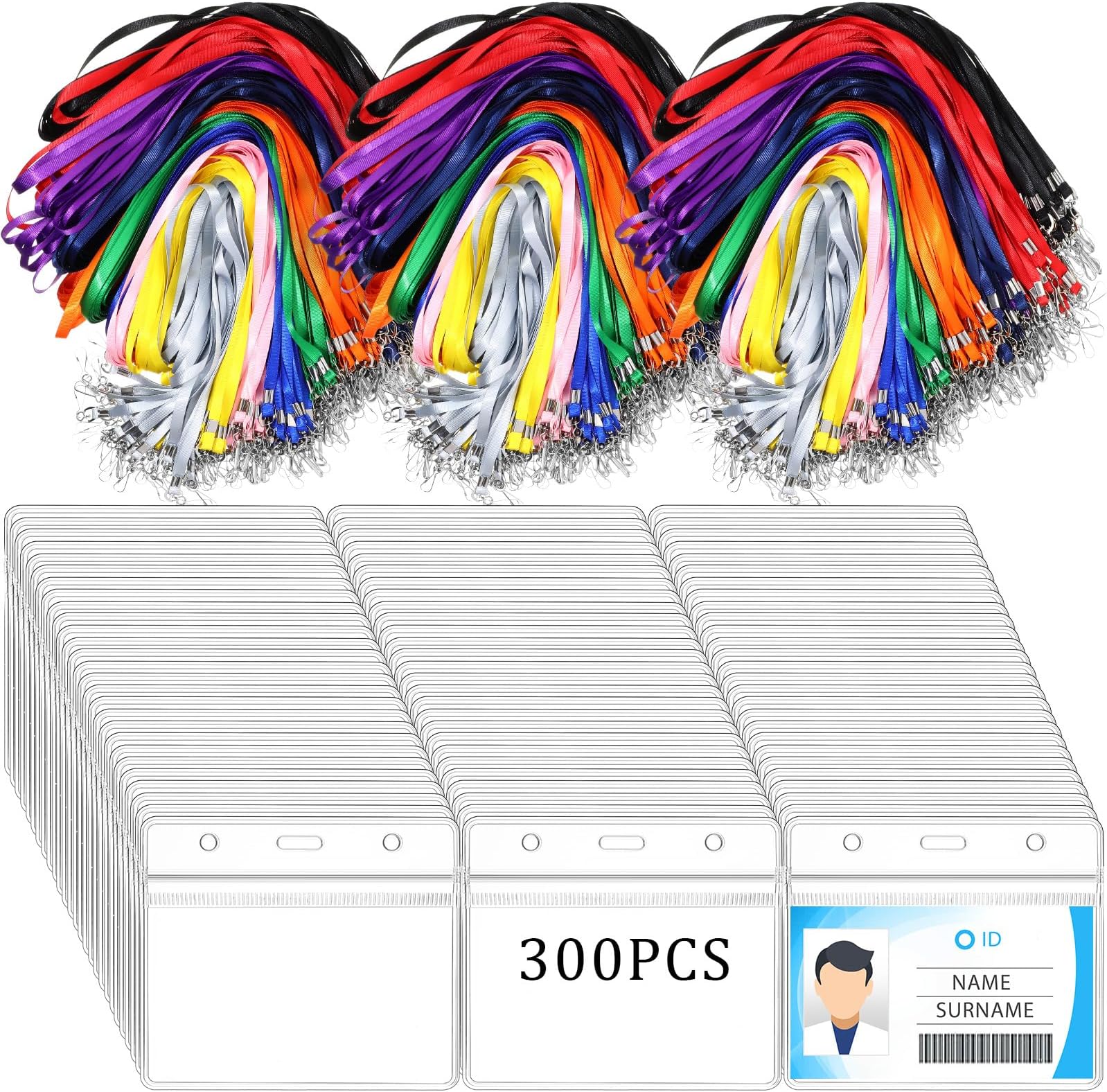 Amazon.com : Kosiz 300 Set Lanyards with ID Holder Clear Horizontal ...