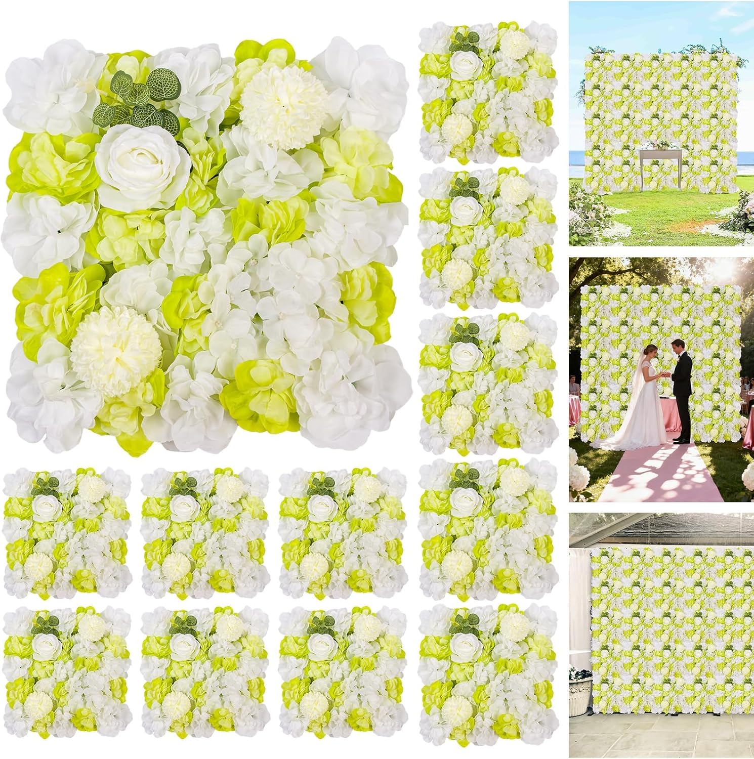 Amazon.com : 12-Pack Flower Wall Panels,15x15 Inch Artificial Rose Silk ...
