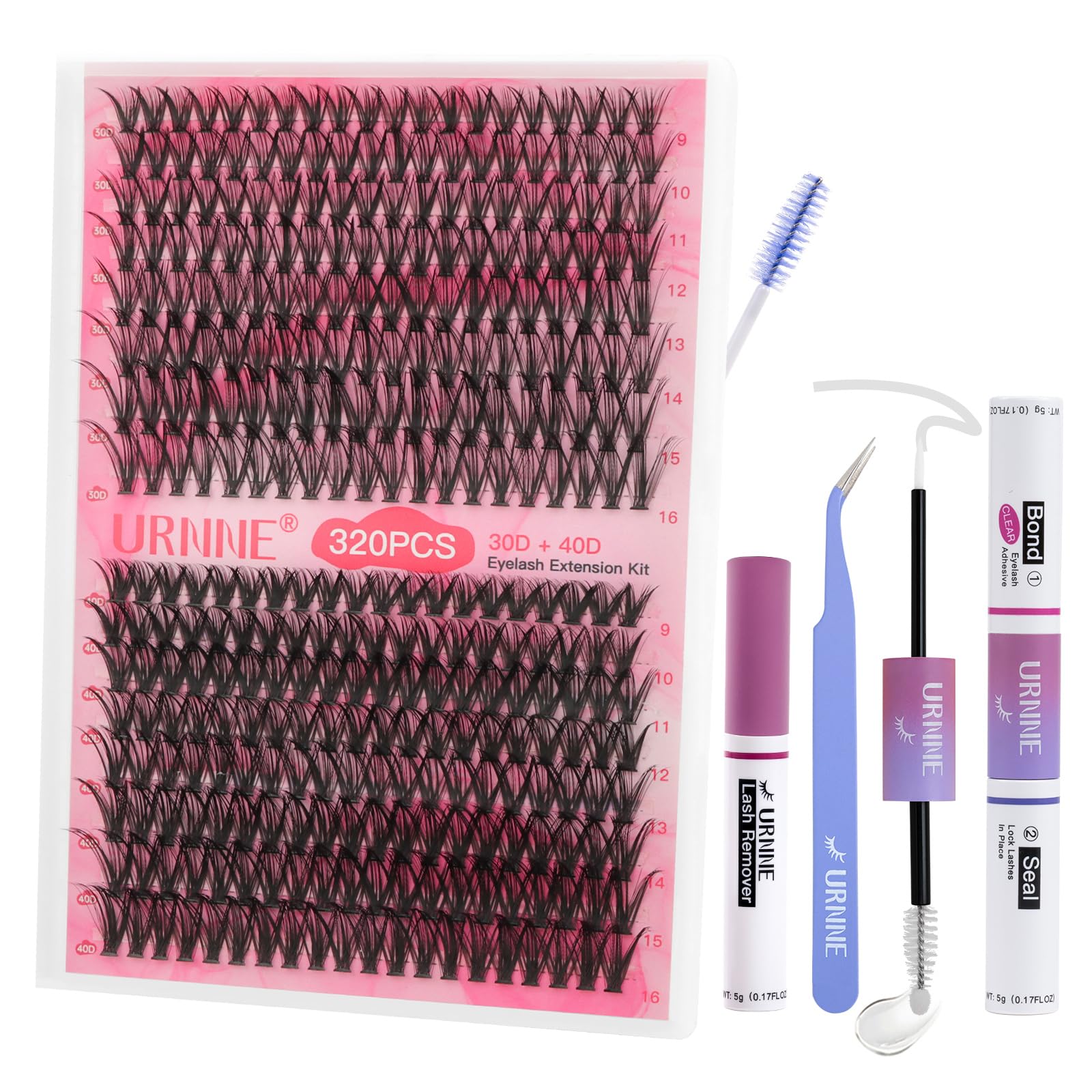 Amazon.com: URNNE DIY Lash Extension Kit, 9-16mm Mix 30D 40D Eyelash ...