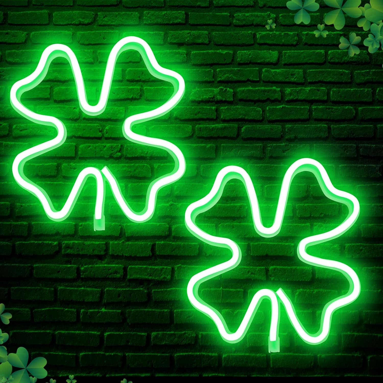 Amazon.com : 2 PCS St Patricks Day Window Decorations Light,Clover Neon Window Lights,St ...