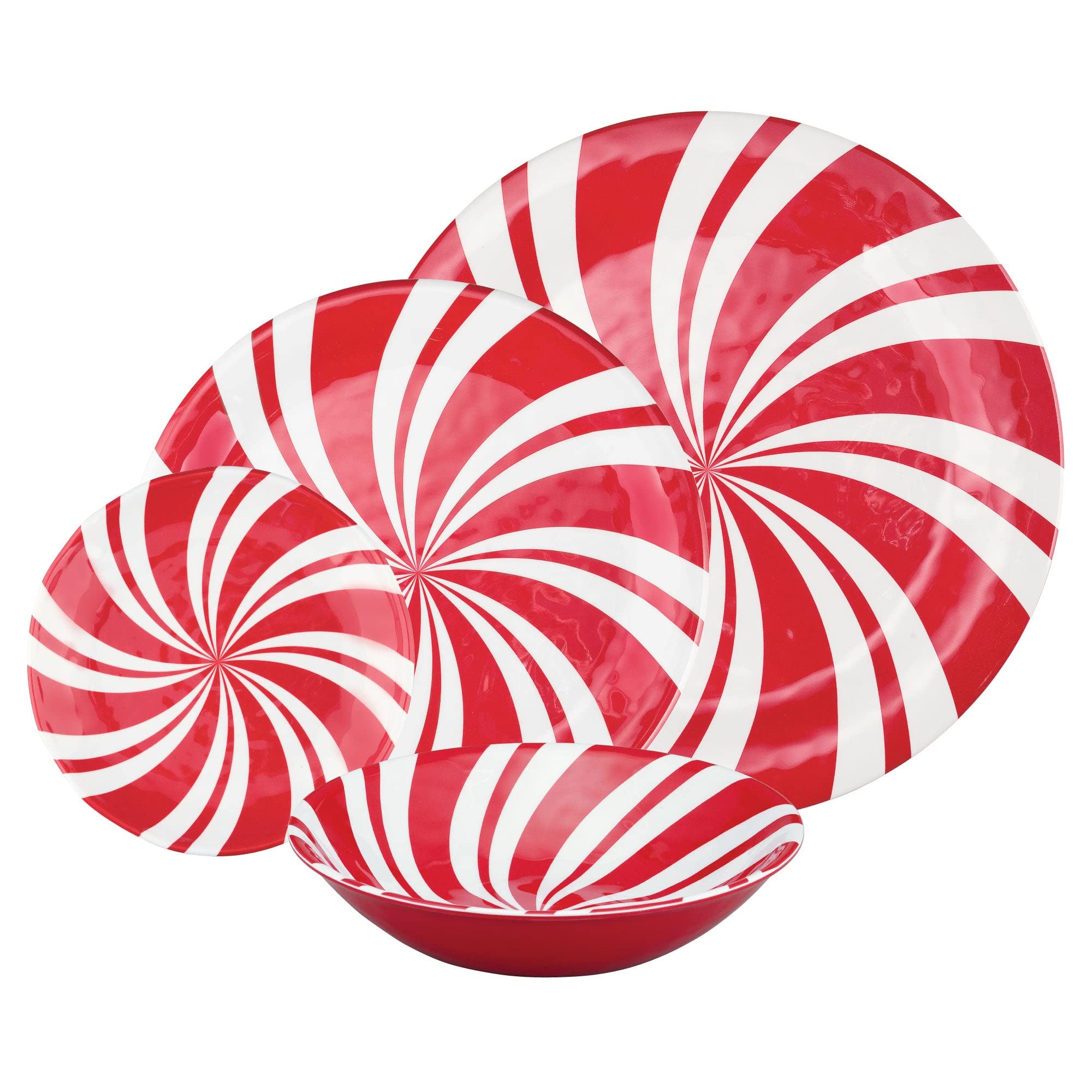Snapklik.com : UPware 16 Piece Peppermint Melamine Dinnerware Sets