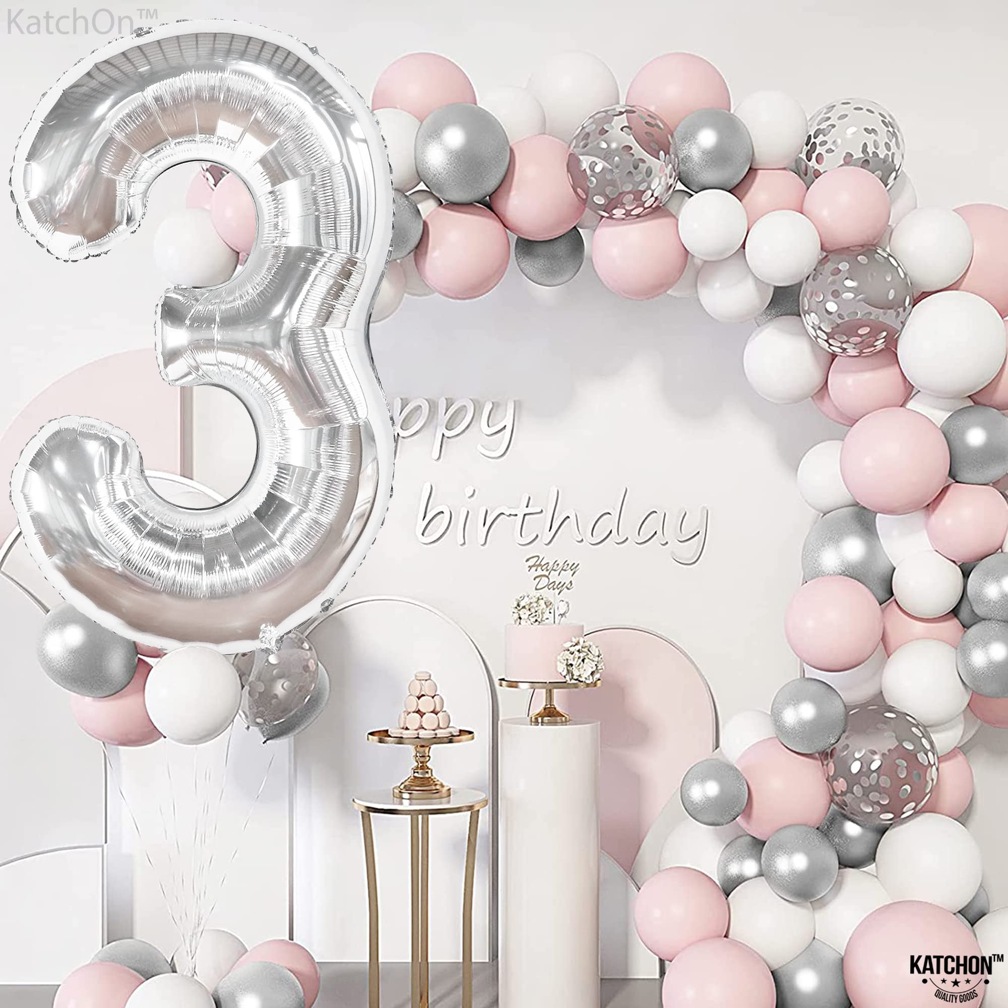Snapklik.com : KatchOn, Big Silver Number 3 Balloon
