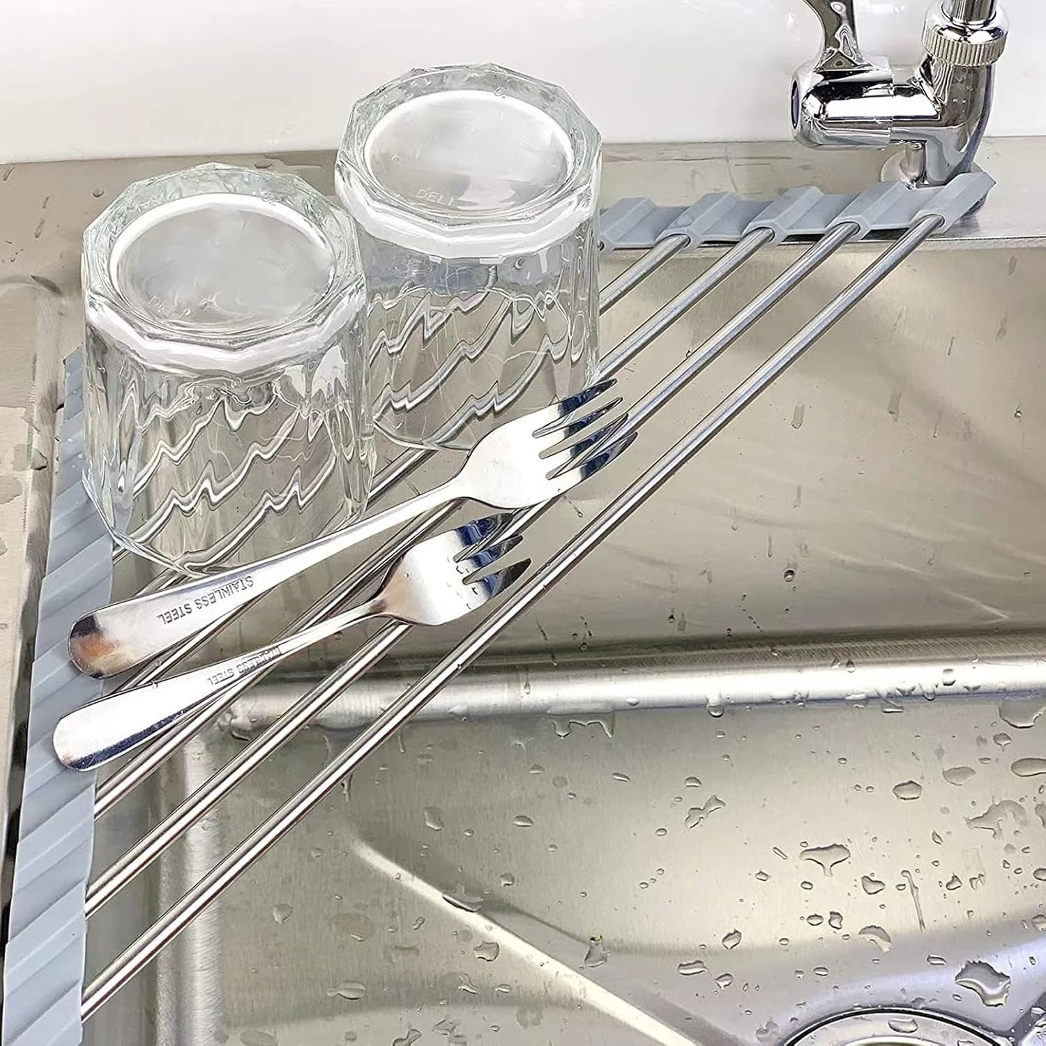 Amazon.com - MOGALY Triangle Roll-Up Dish Drying Rack for Sink Corner ...