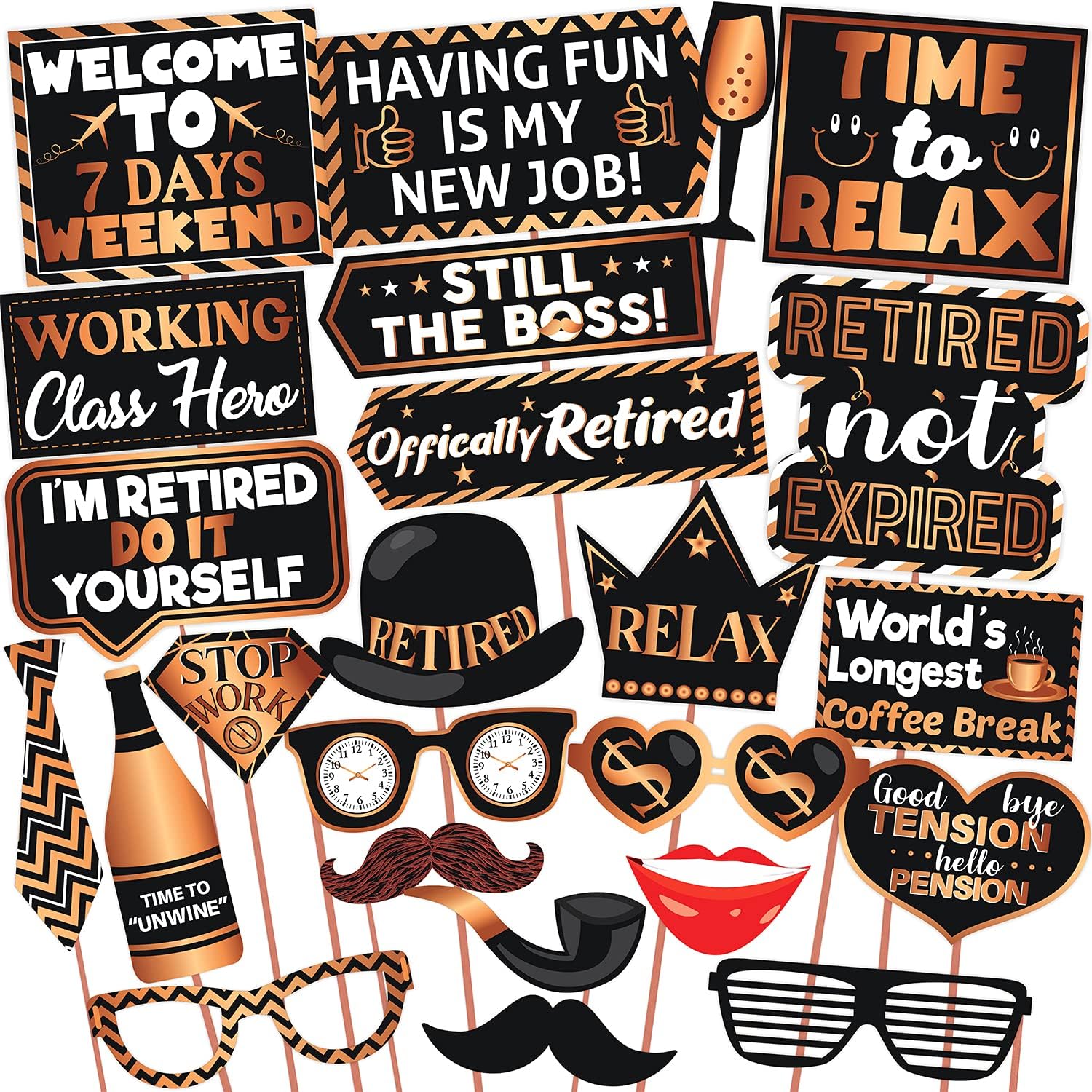 Party Propz Retirement Photo Booth Props for Retirement Party and ...