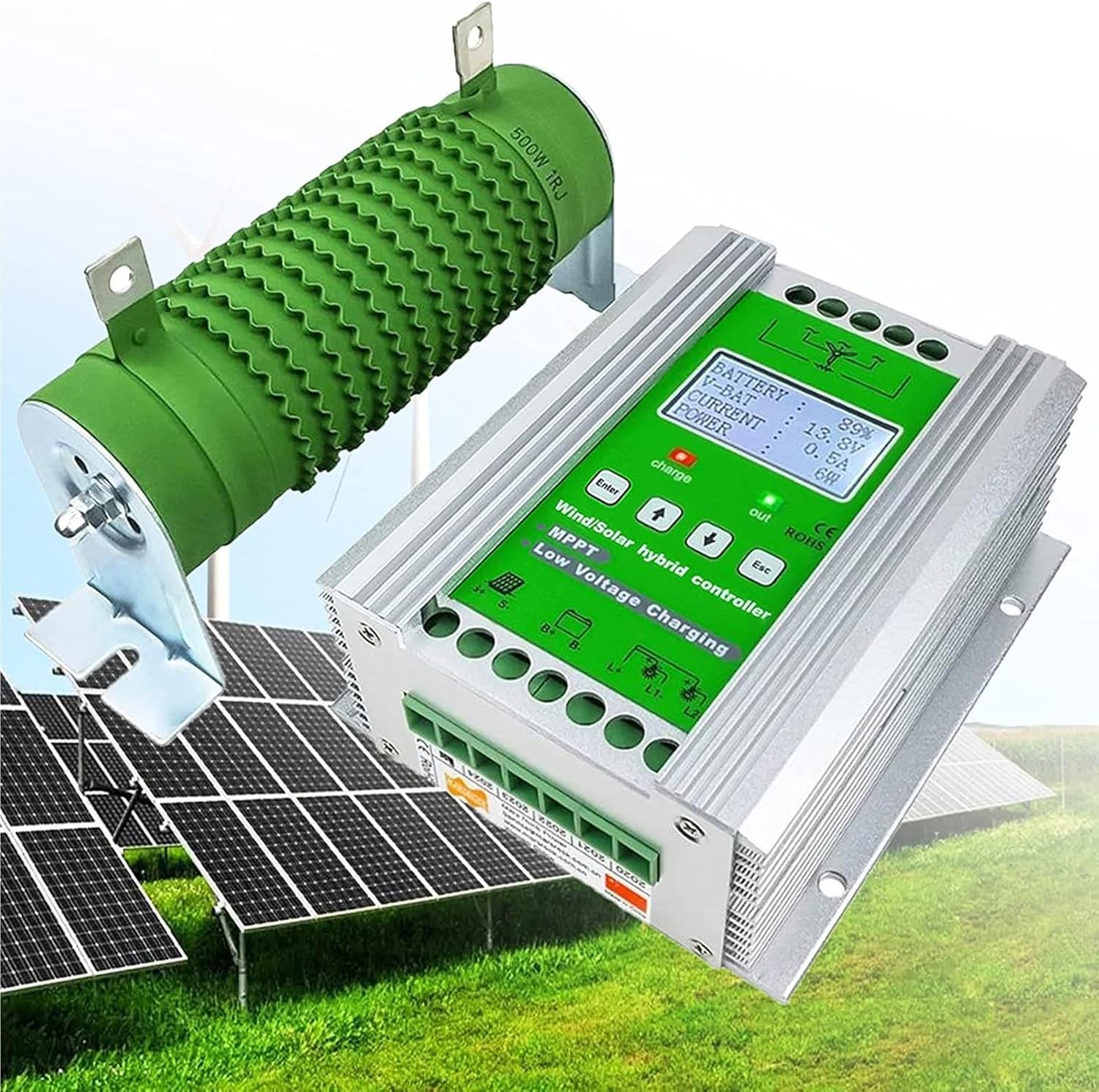 2000W-7000W Upgraded Wind Solar Hybrid System MPPT Charge Controller ...