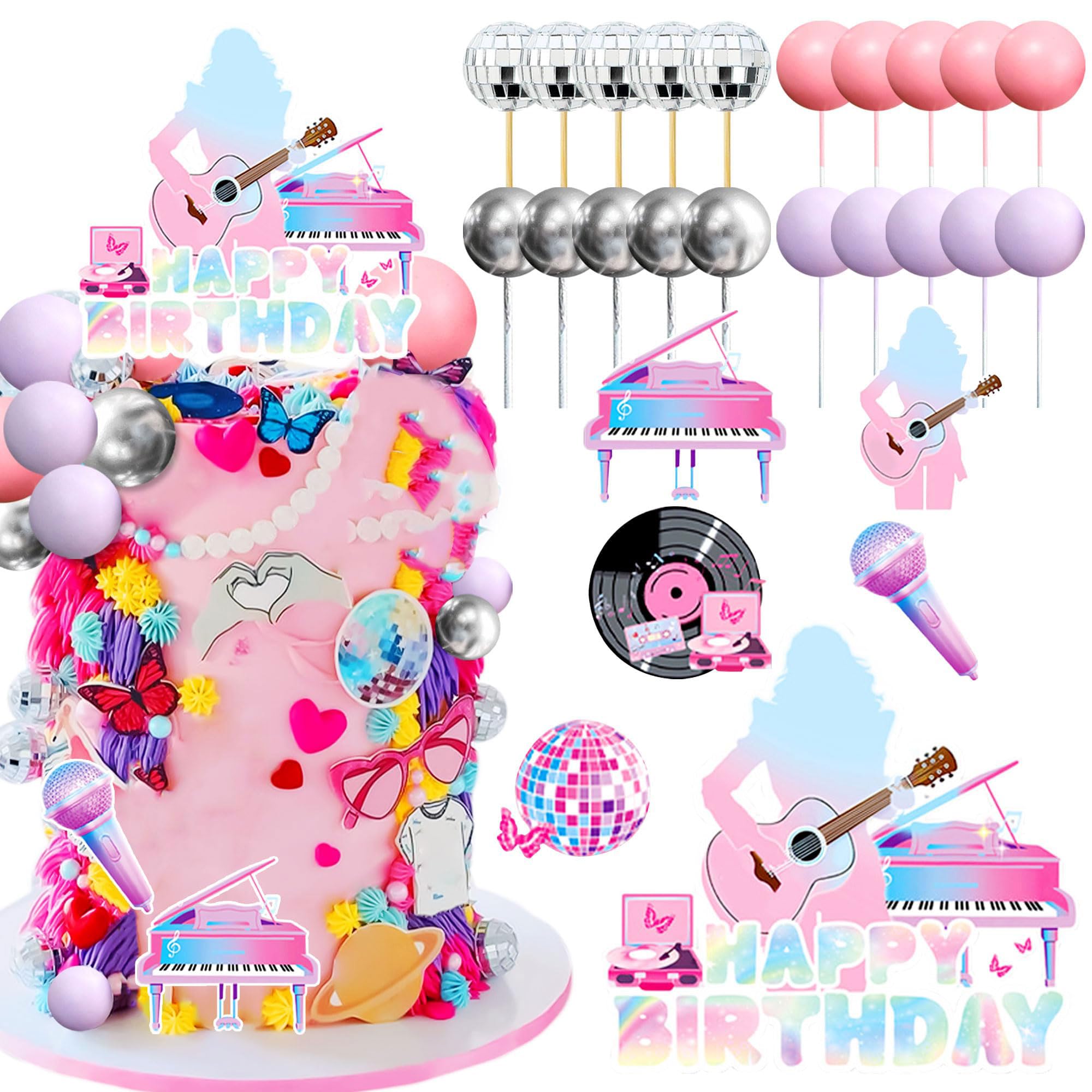 Amazon.com: LaVenty Singer Birthday Cake Decoration Party Decorations ...