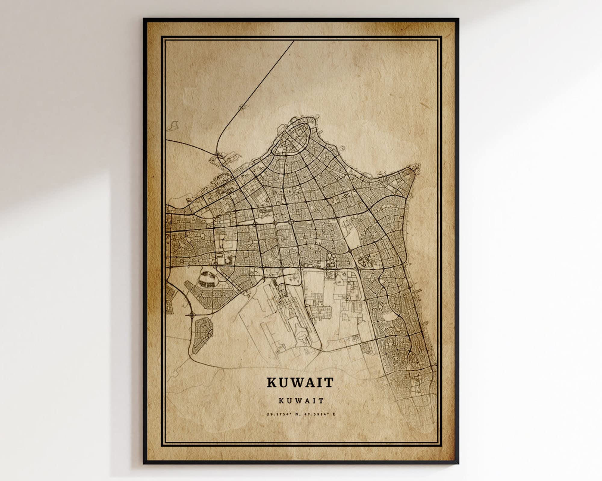 Mg Global Kuwait Vintage Map Poster Kuwait Map Kuwait City | Desertcart ...