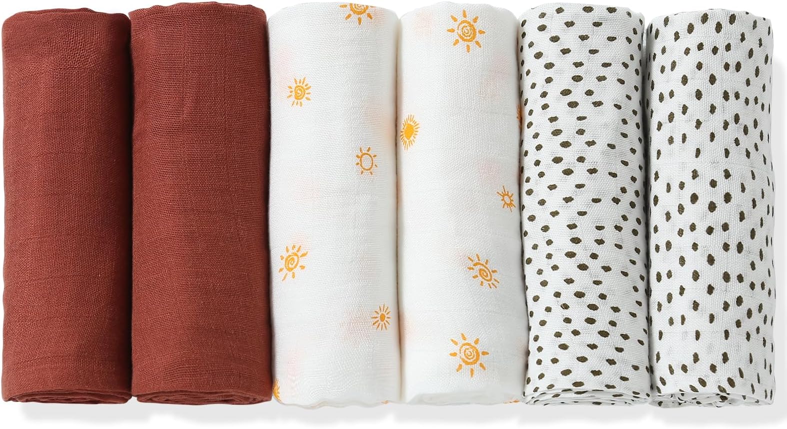 Bubba Bear Muslin Cloths for Baby, 6 Pack of Bamboo & Organic Cotton ...