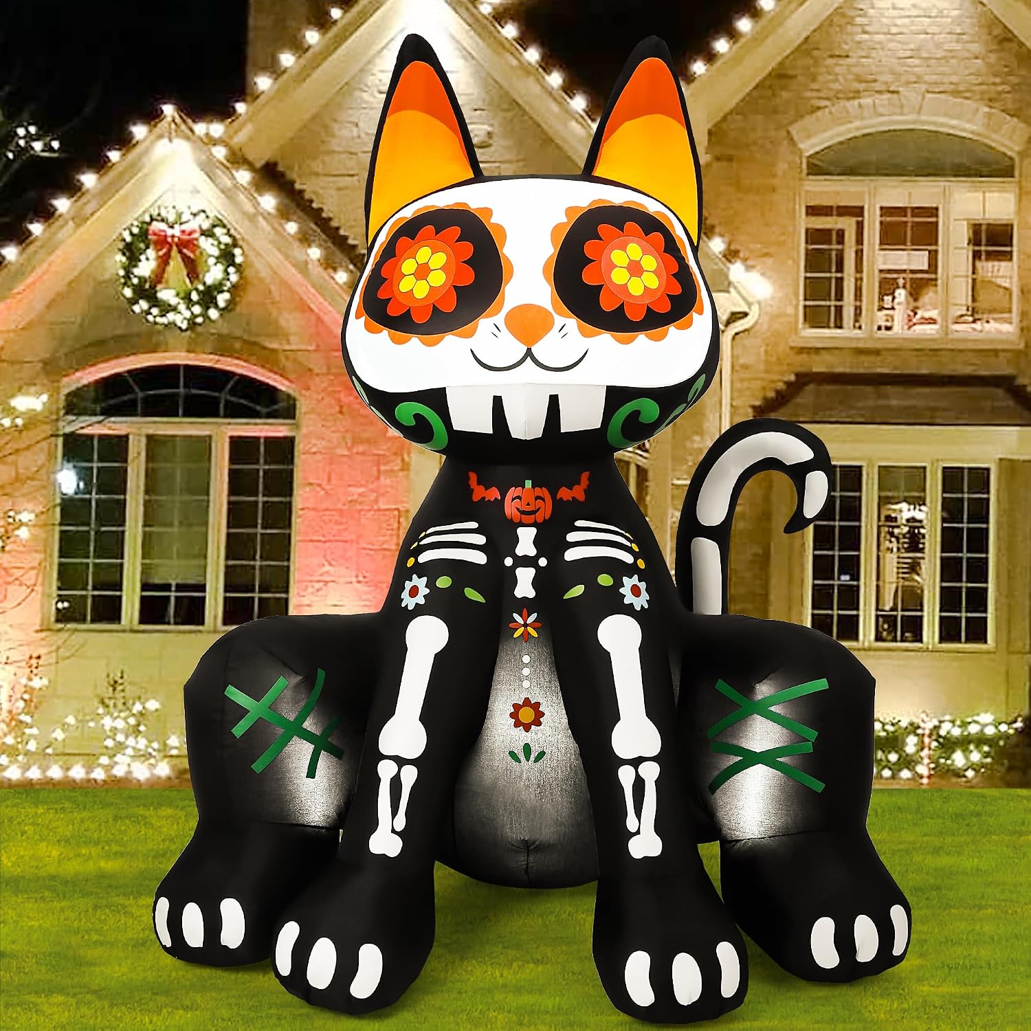 Amazon.com: Halloween Inflatables Black Cat Decorations with LED Lights ...