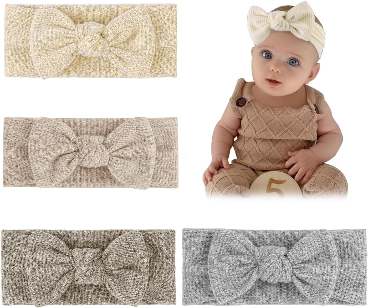 Amazon.com: UeeSum Baby Girl Nylon Headbands with Bows Newborn Infant ...