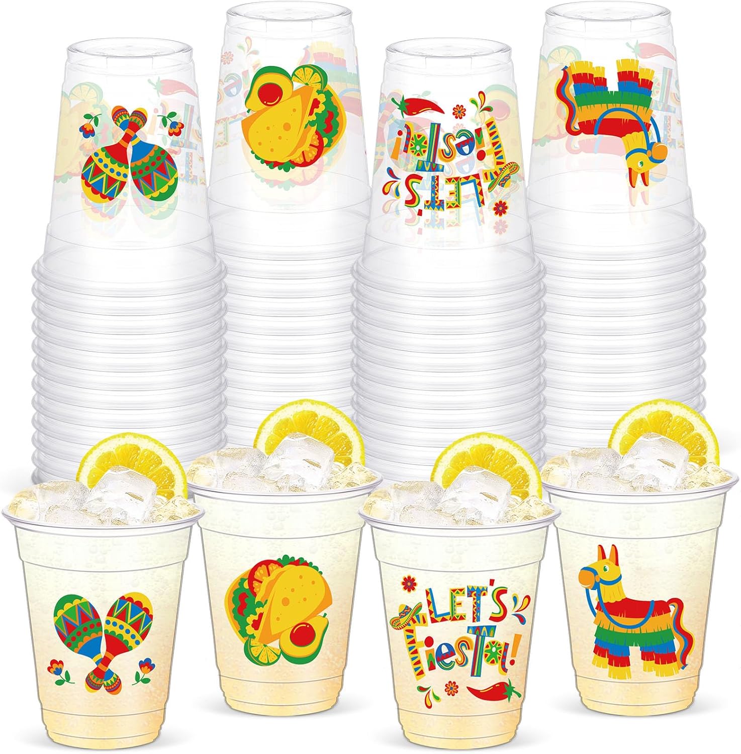 Amazon.com: Yaomiao 50 Pcs Fiesta Cups Plastic Mexican Cups Bulk ...