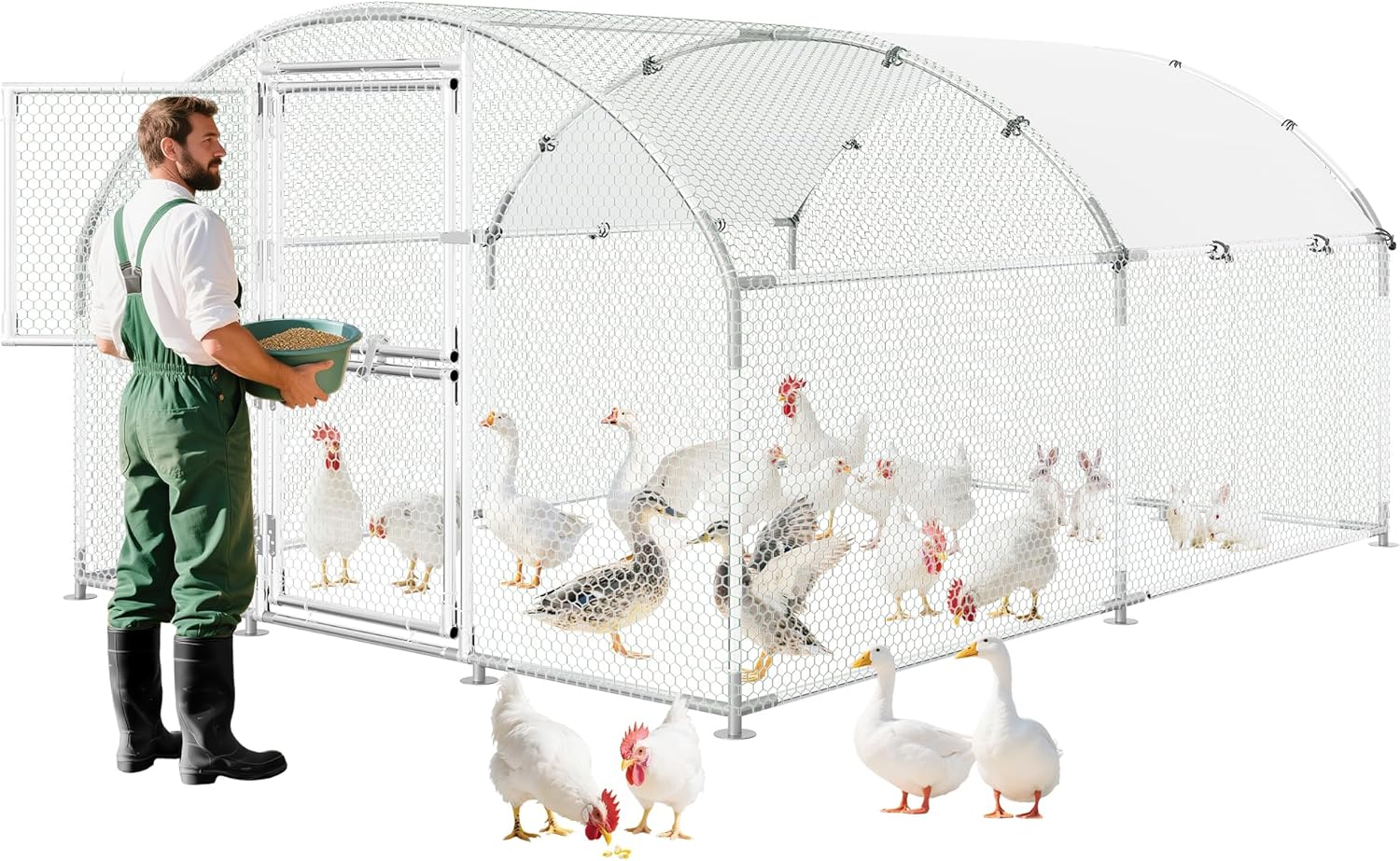 Amazon.com : Heavy Duty Metal Chicken Coop with Split Door – Easy ...