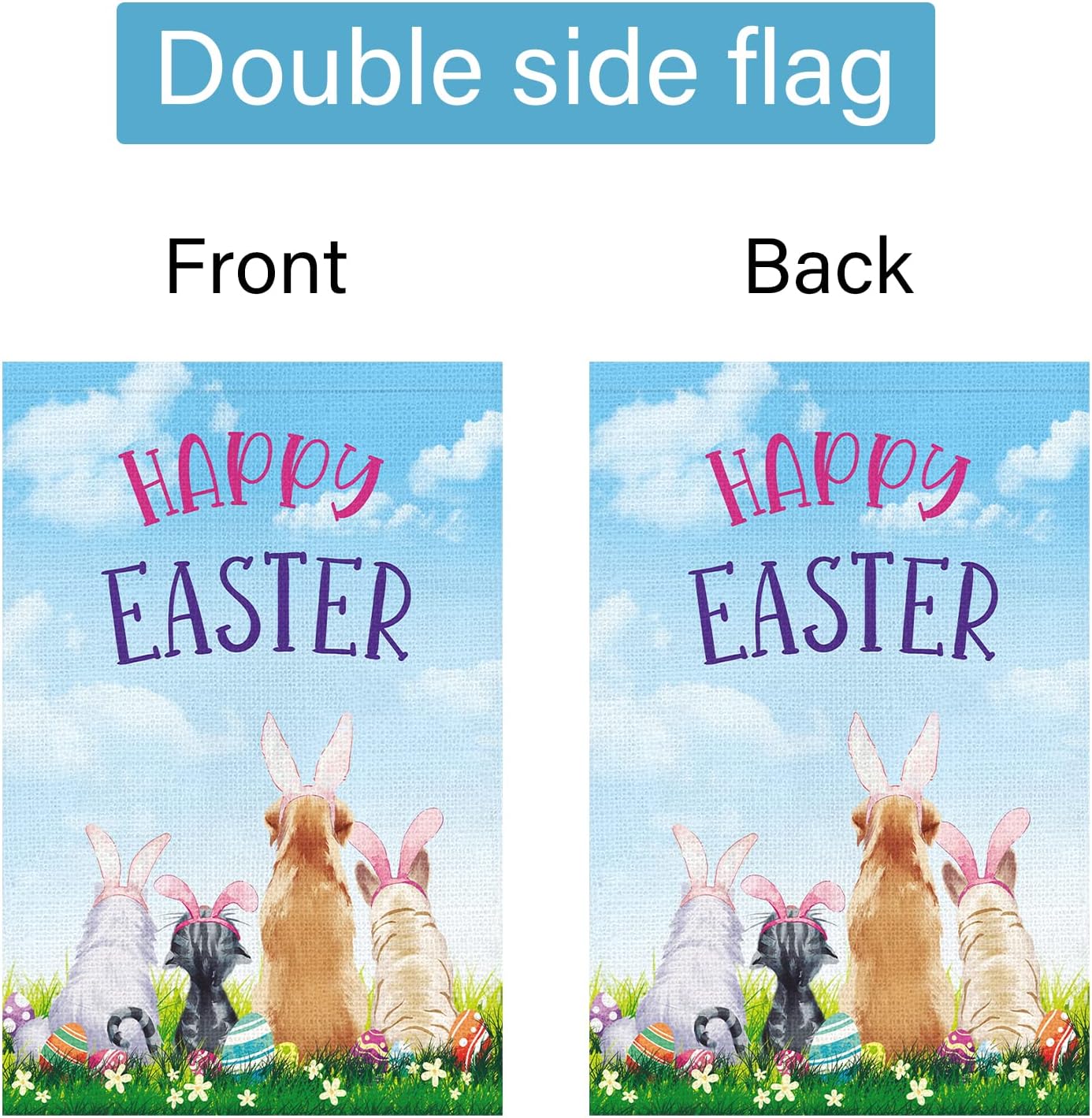Bandera de jardín de Pascua feliz de 12 x 18 pulgadas vertical de doble ...