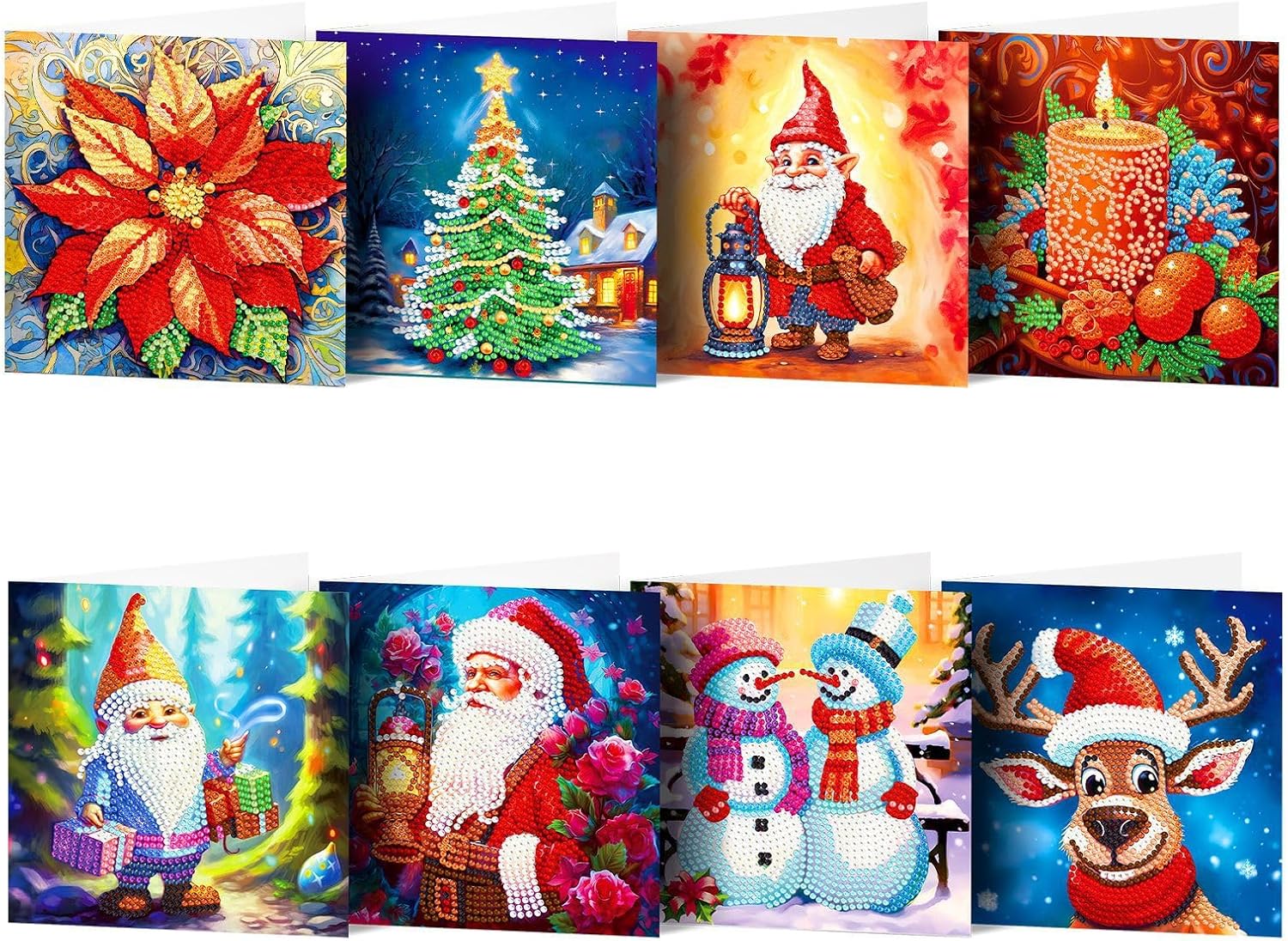 8 Pcs Christmas Greeting Cards 5D DIY Diamond Painting Christmas Card ...