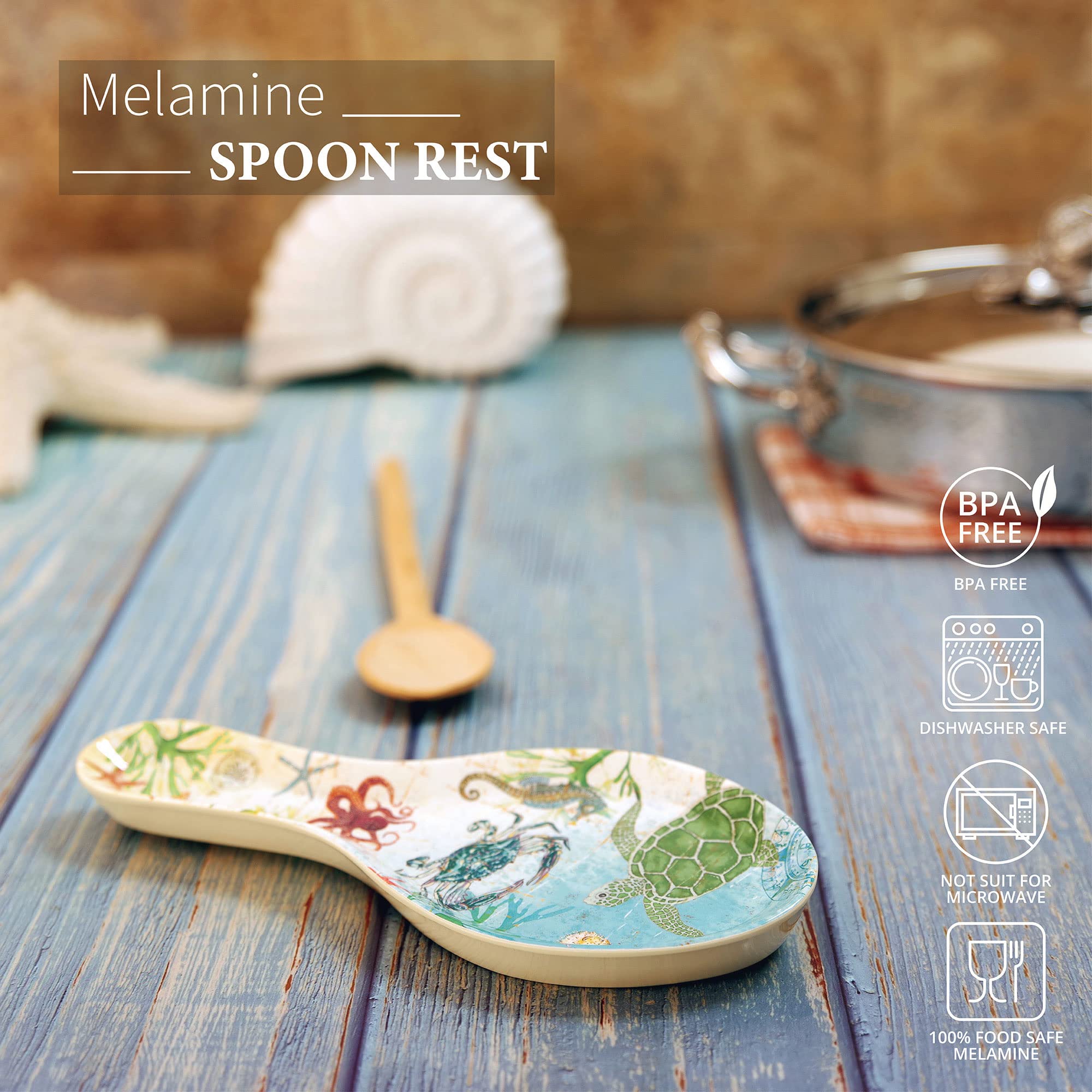 Snapklik.com : ware Sea Life Melamine Spoon Rest, Cooking Spoon Holder ...