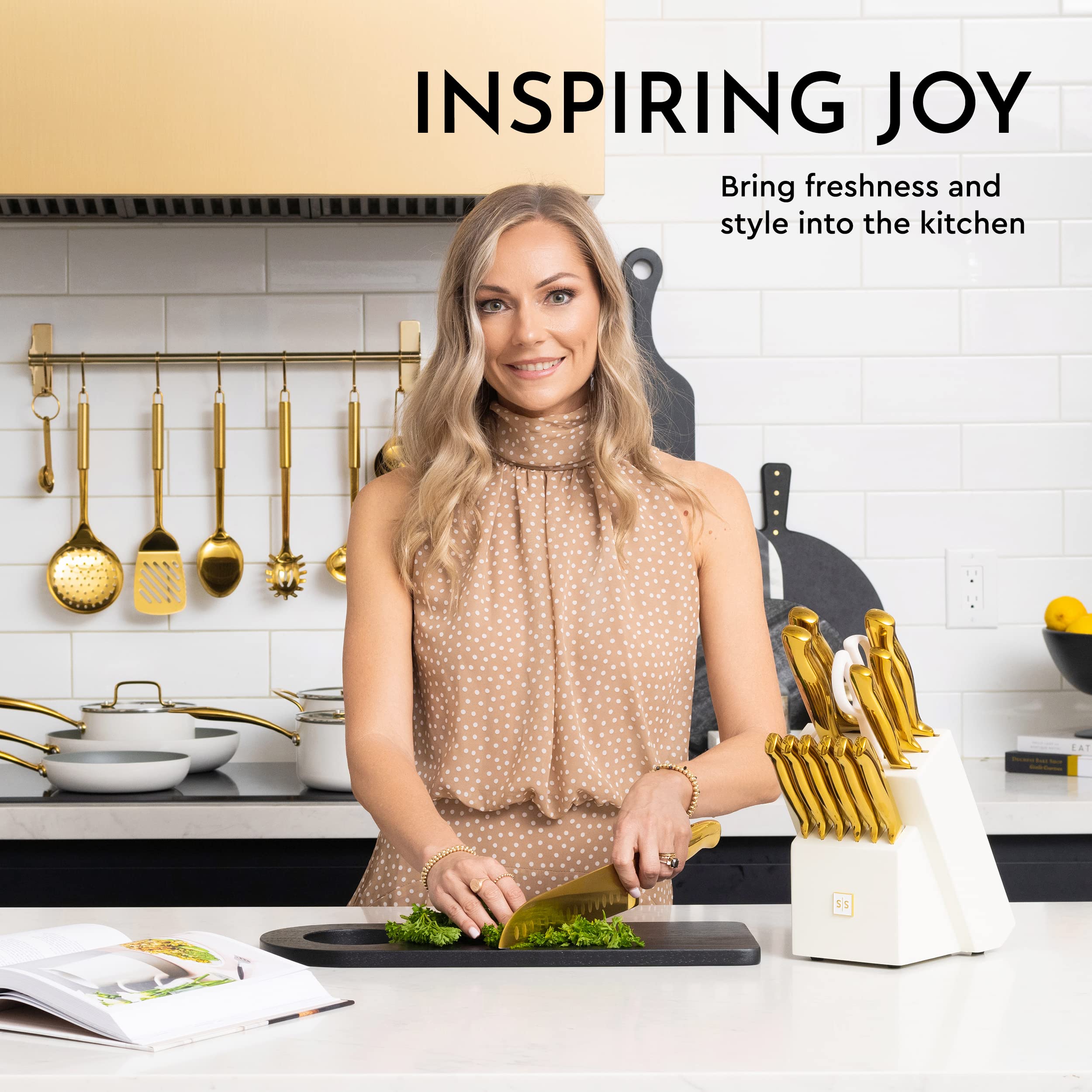 Snapklik.com : White And Gold Knife Set