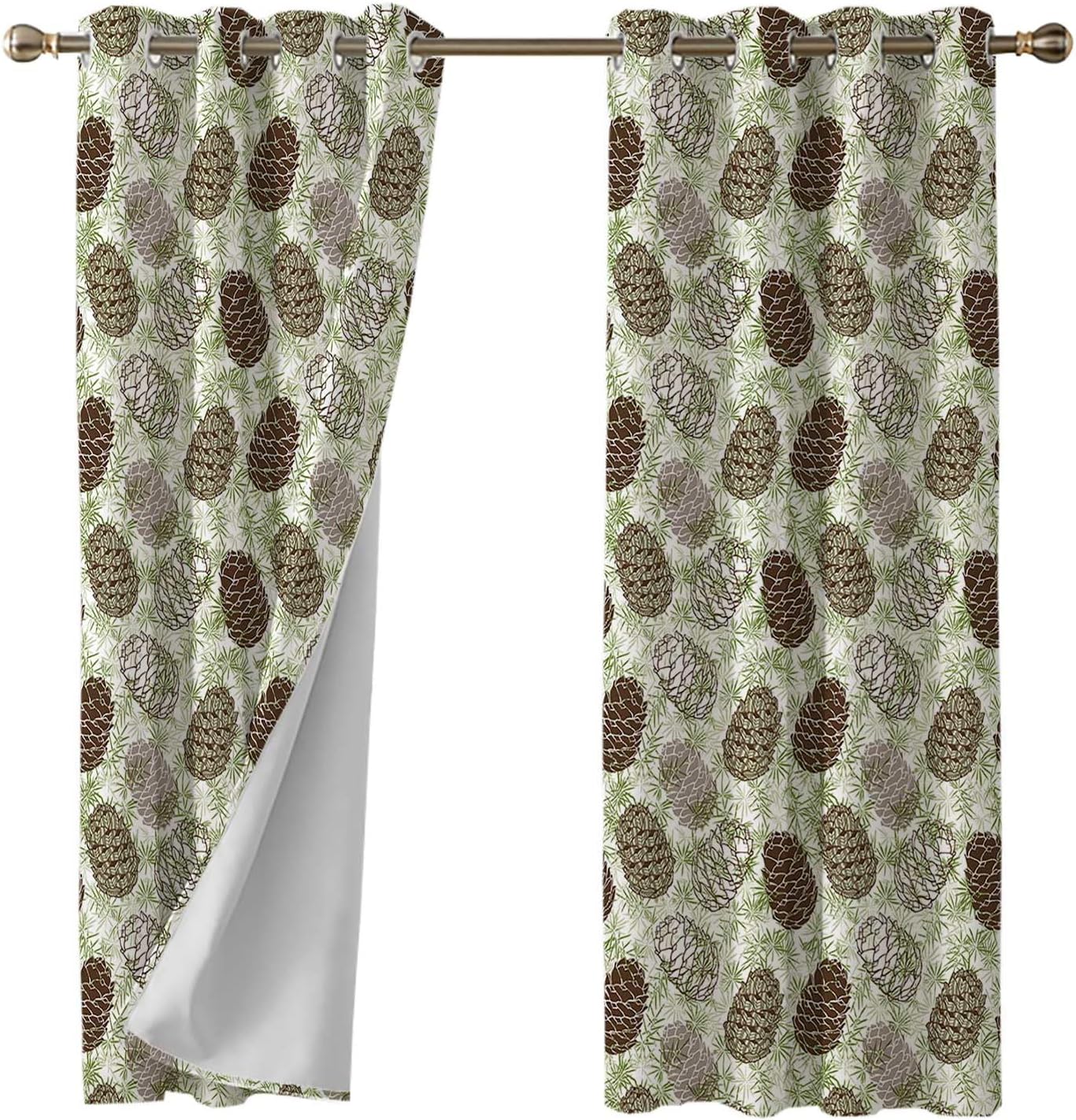 Amazon.com: MomTumd Pine Cone Curtain 63 Inches Long Taupe Fern Curtain ...
