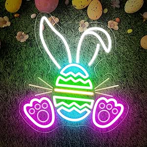 Amazon.com : Easter Bunny Egg Neon Sign for Easter Party Decor ...