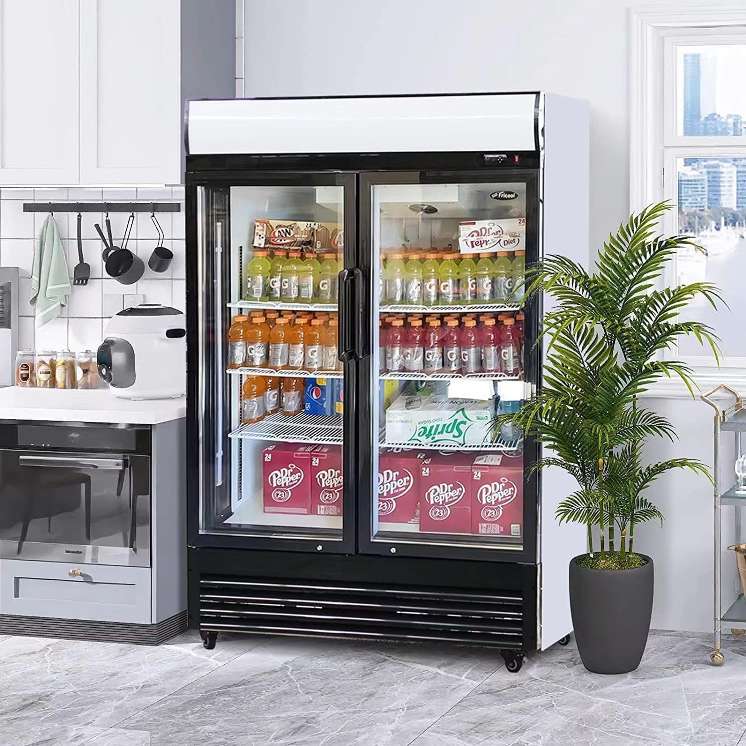 Amazon.com: FRICOOL 51" Commercial Glass 2 Door Display Refrigerator ...