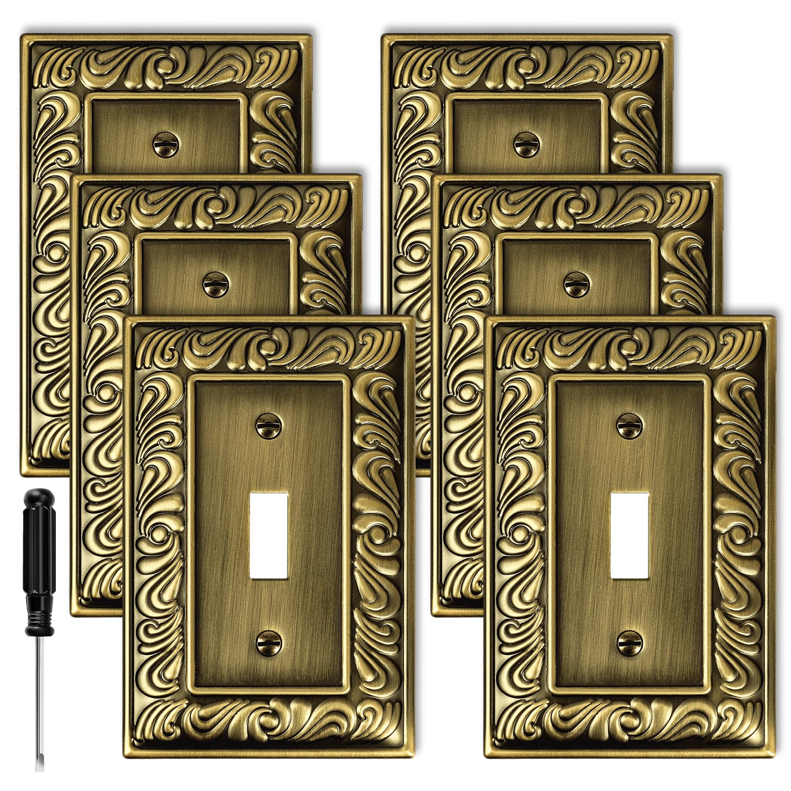 Antique Brass Light Switch Cover Plate Paisley Pattern Decorative Wall ...