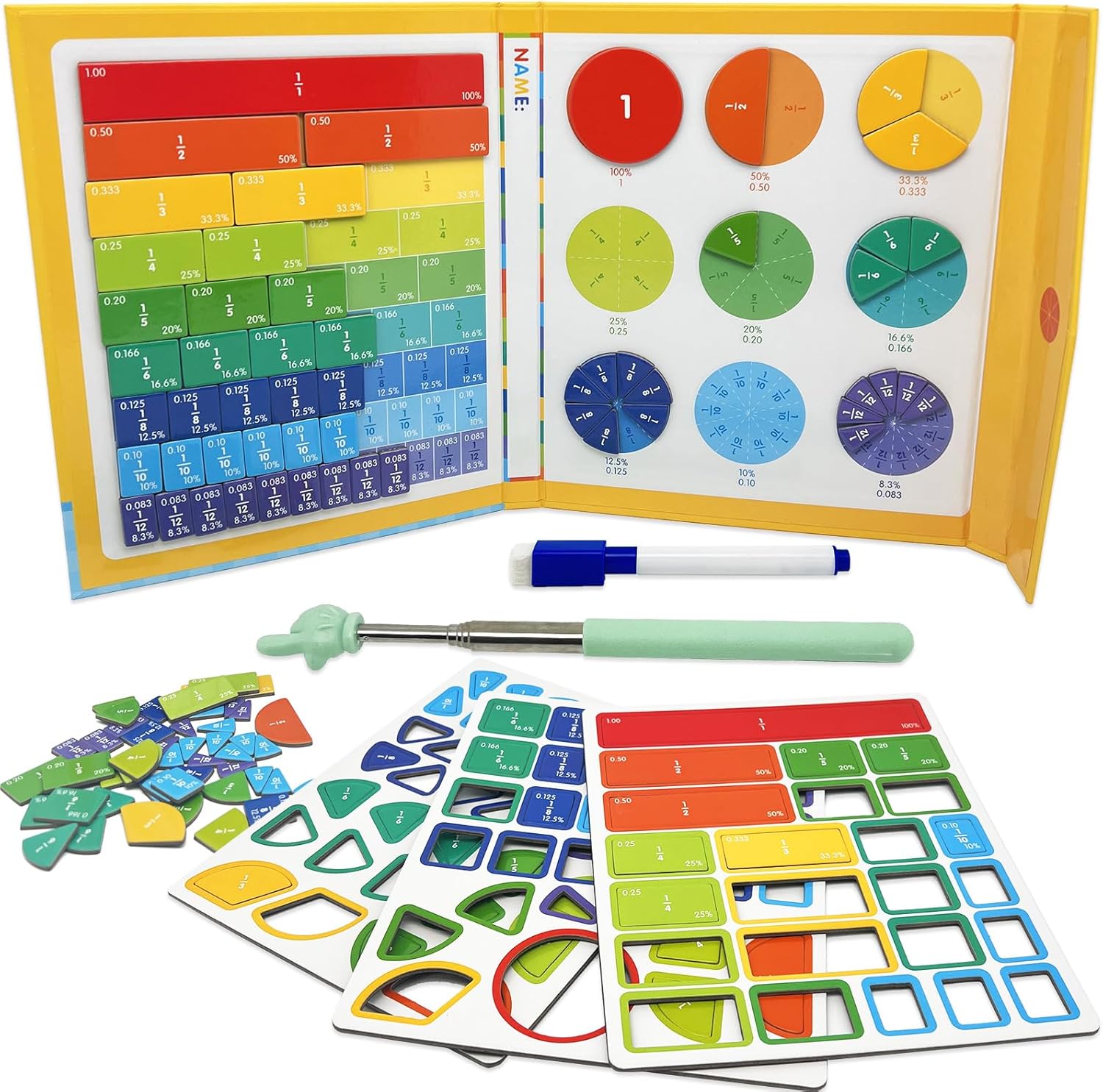 Magnetic Fraction Tiles Magnetic Fraction Demonstration Book & Tiles ...