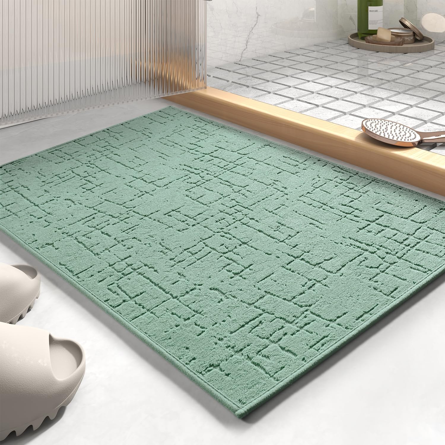 Amazon.com: AMOAMI-Bath Mat-Absorbent Quick Dry Bathroom Floor Mats ...
