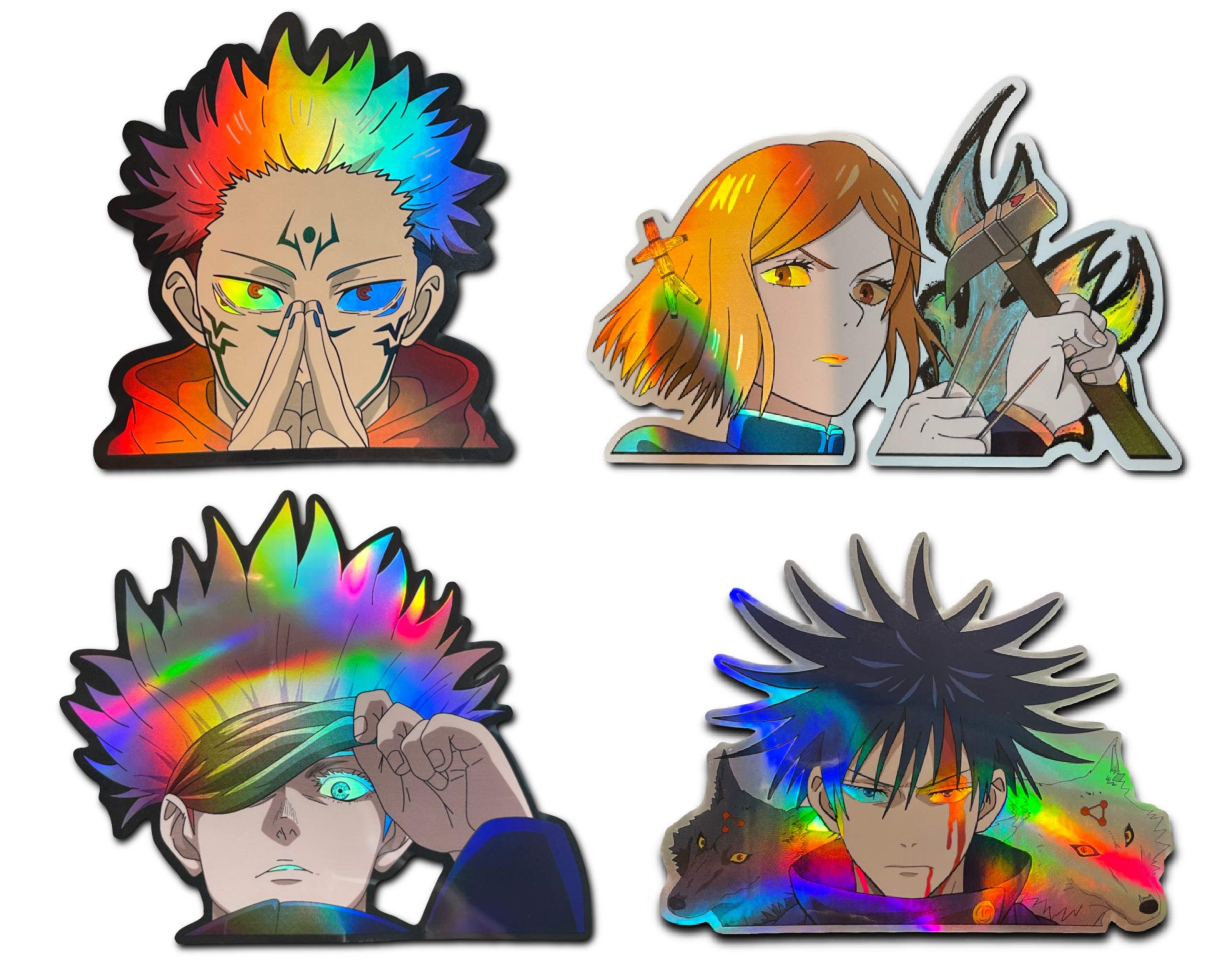 Buy Holographic Jujutsu Kaisen stickers, Sukuna, Gojo, Megumi, Nobara ...